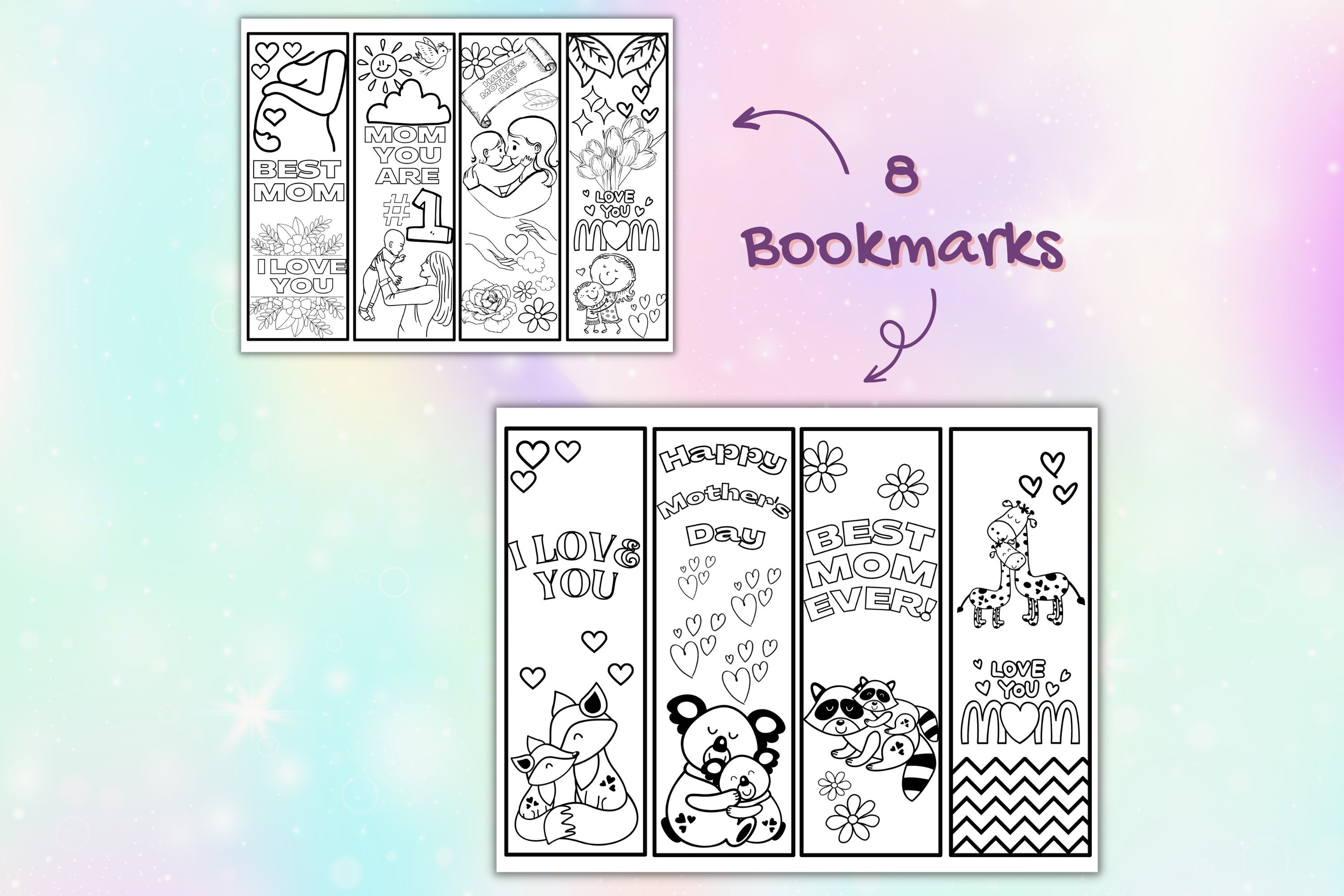 Mothers Day Printable Coloring Pages Mothers Day Bundle Printable ...