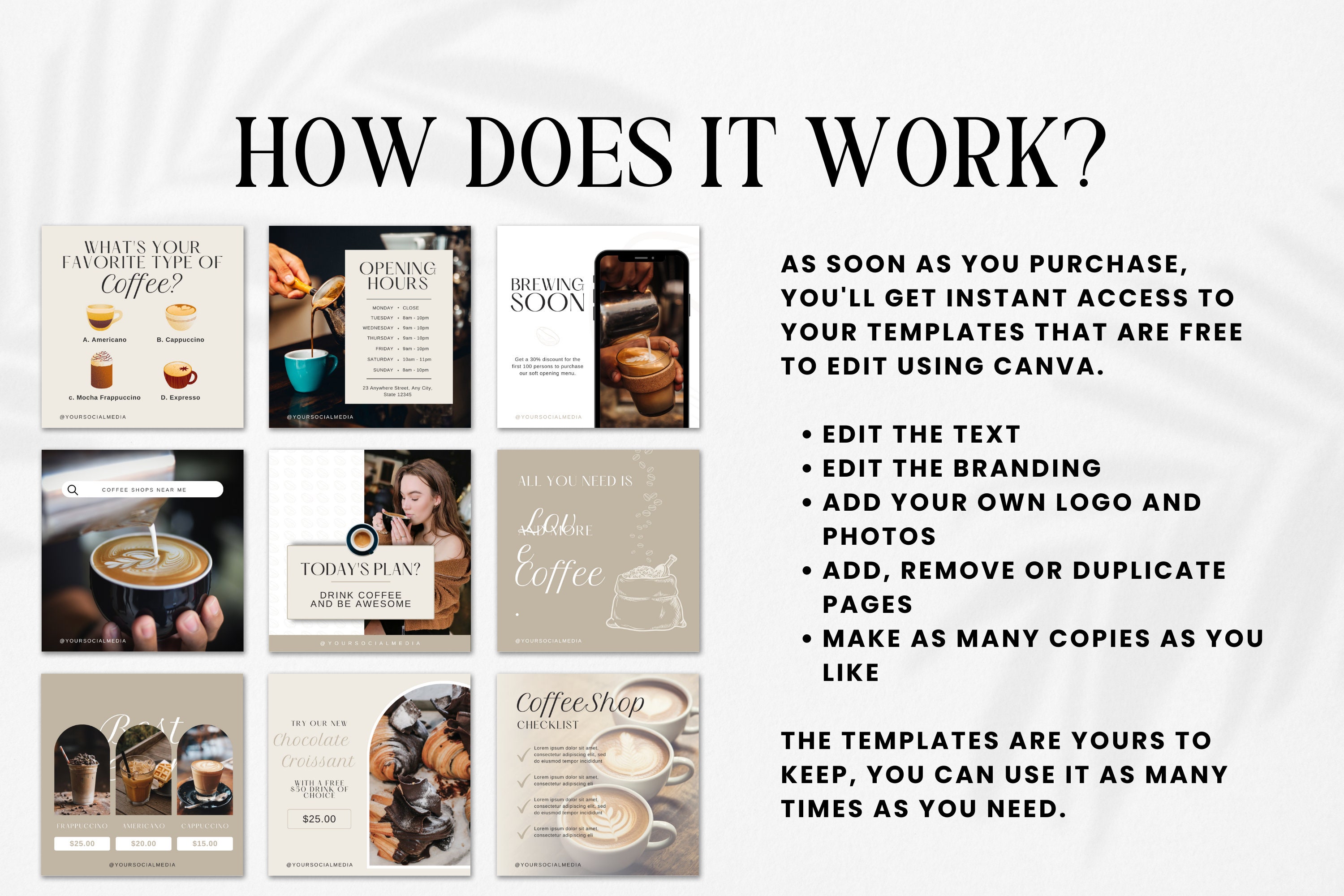 Coffee Shop Instagram Coffee Instagram Canva Template Coffee Instagram ...