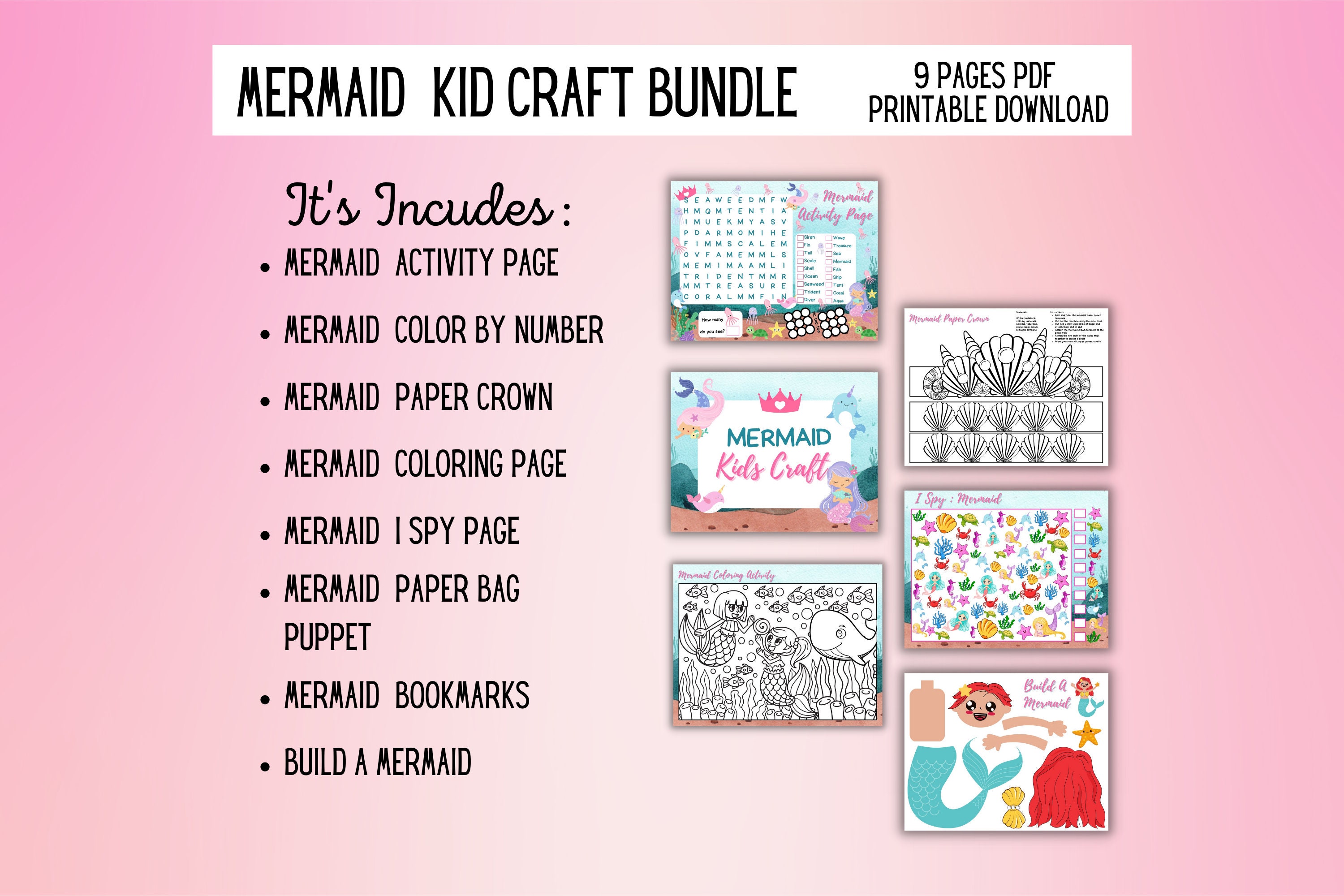 Mermaid Printable | Mermaid Coloring Printables | Mermaid Party Crafts ...