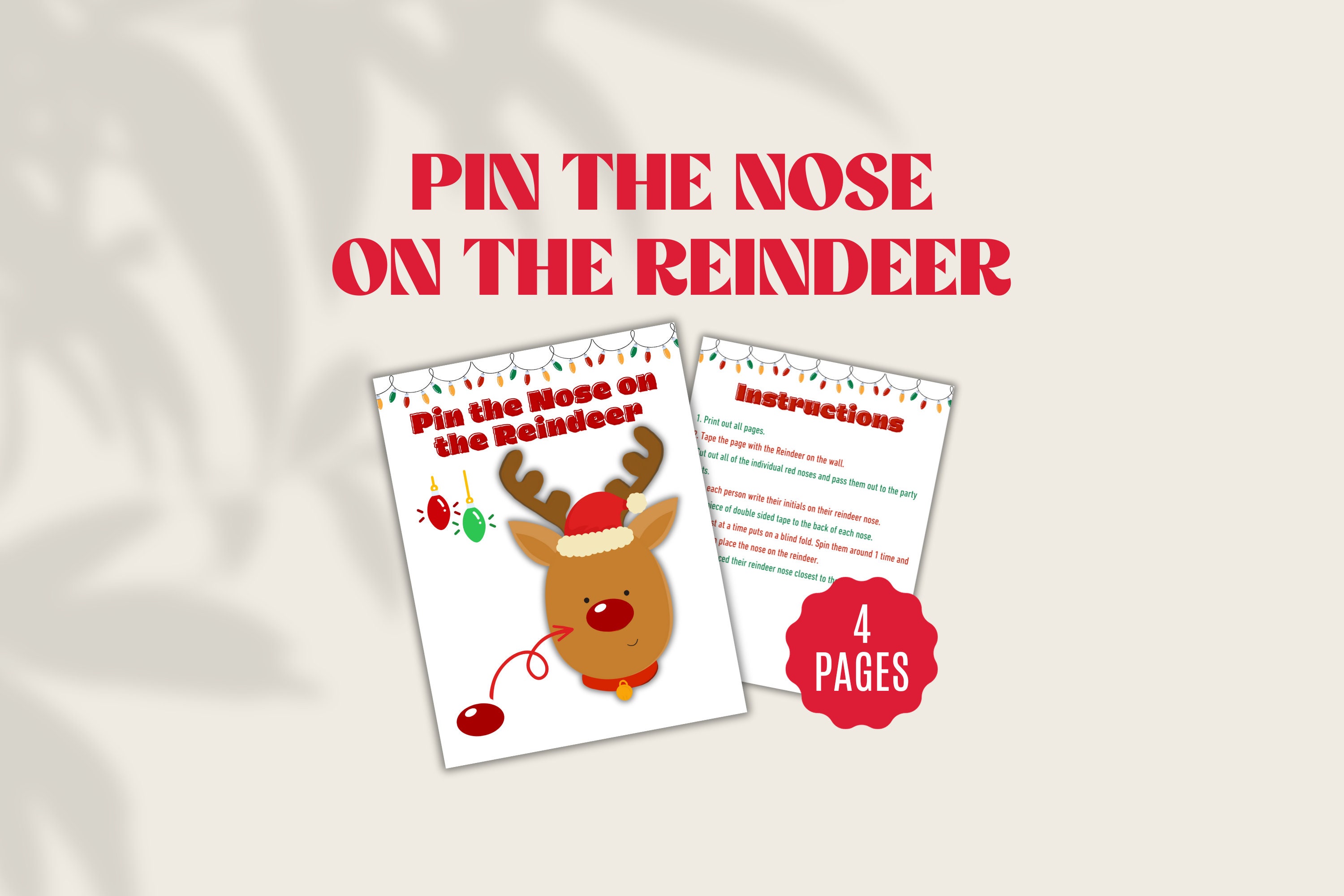 Pin the Nose | Pin the Nose on the Reindeer | Christmas Activity ...