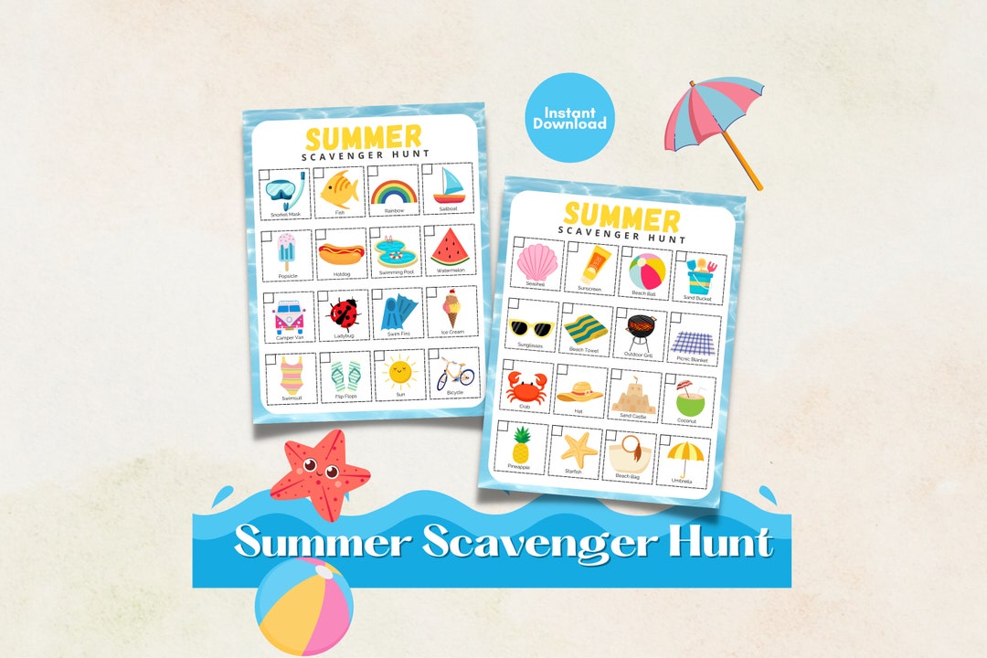 Summer Scavenger Hunt Print | Summer Scavenger Hunt | Outdoor Scavenger ...