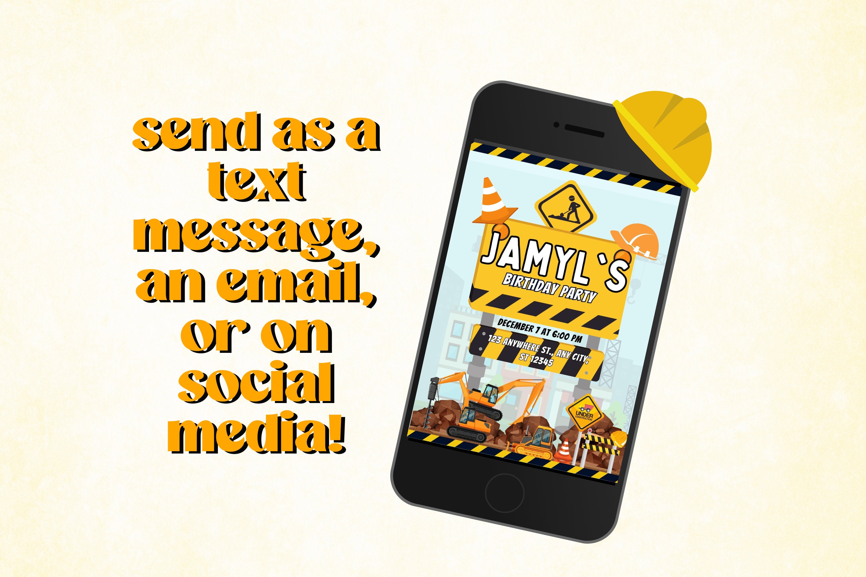 Construction Party Invitation | Construction Birthday Invite ...