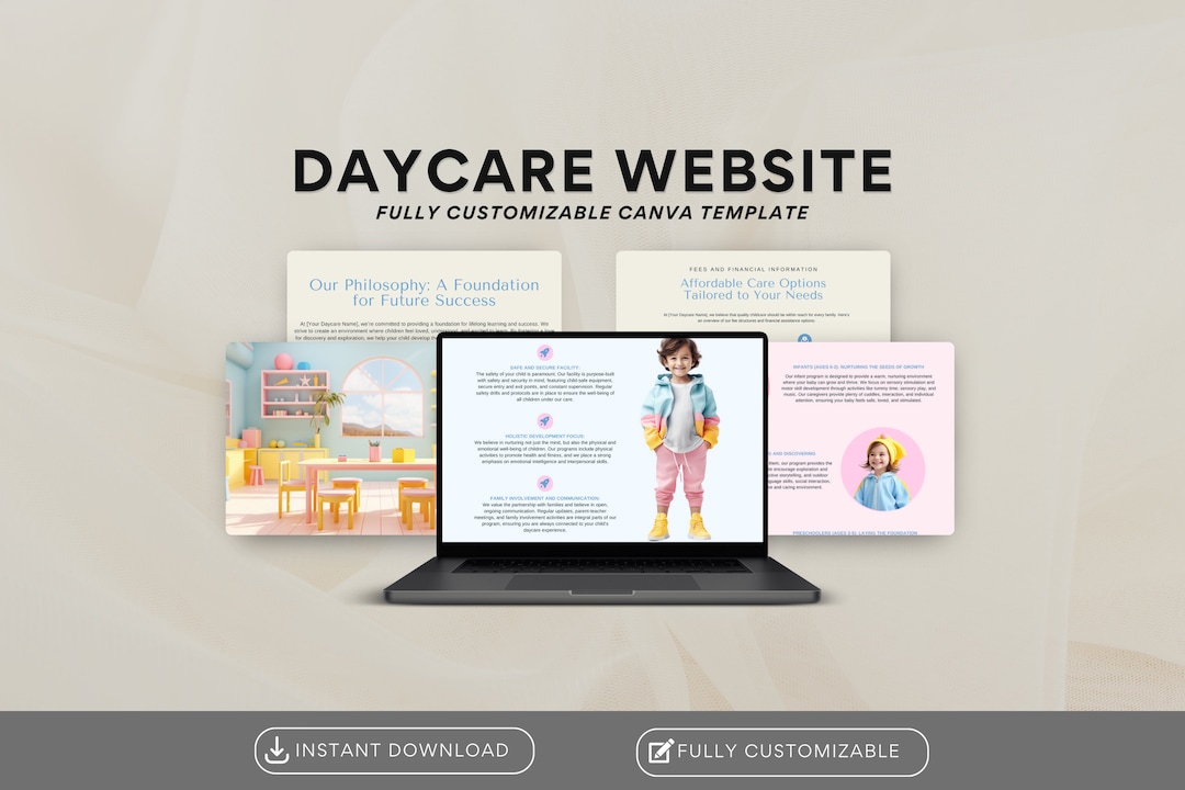 Daycare Website Canva | Daycare Canva Website | Daycare Website ...