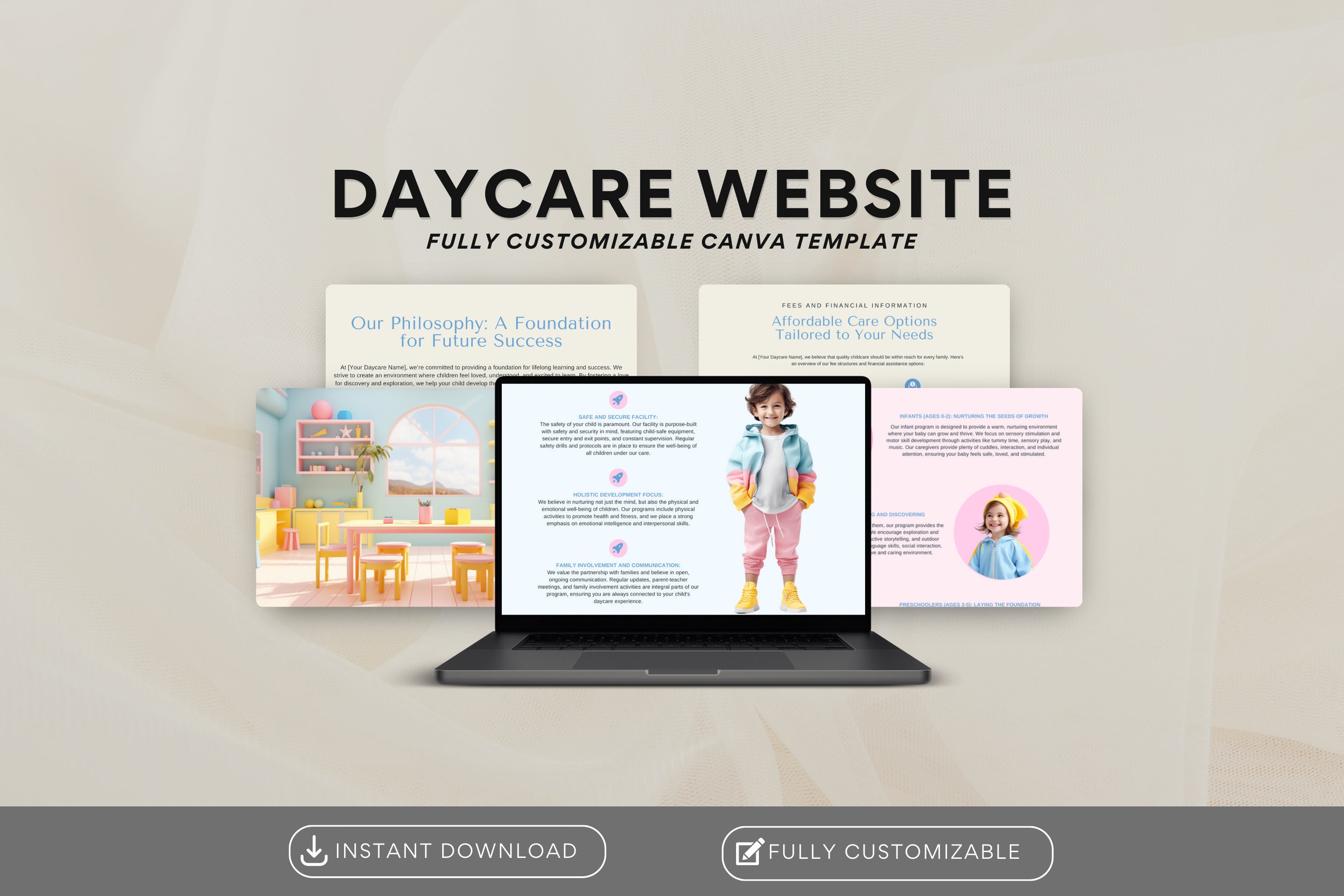 Daycare Website Canva | Daycare Canva Website | Daycare Website ...
