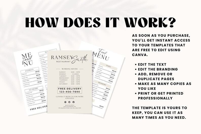 Canva Menu Template Menus for Restaurant Restaurant Menu - Etsy