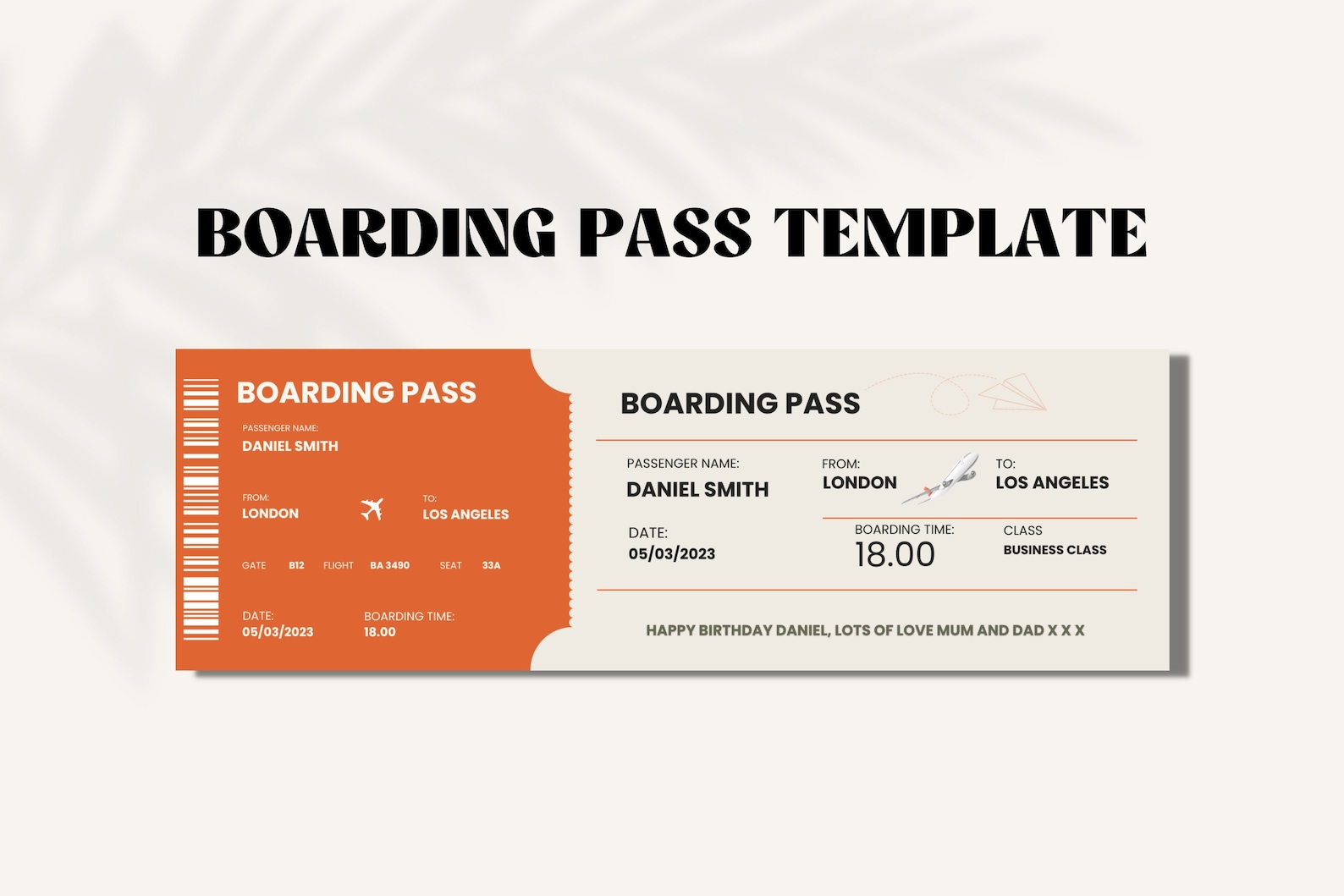 Fake Plane Ticket Template | Plane Ticket Printable Template | Plane ...