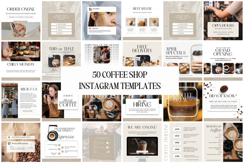 Coffee Shop Instagram Coffee Instagram Canva Template - Etsy