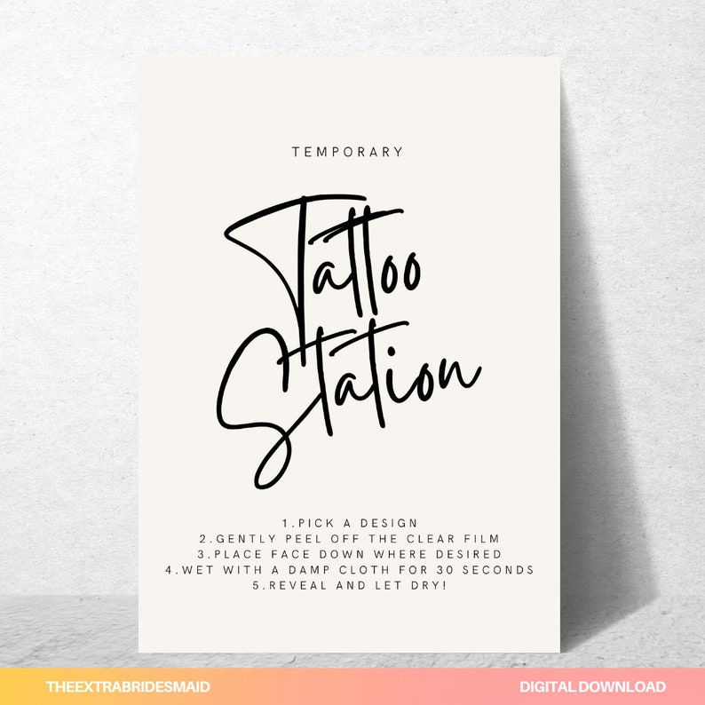 Tattoo Station Sign Wedding Tattoo Station Minimalist - Etsy