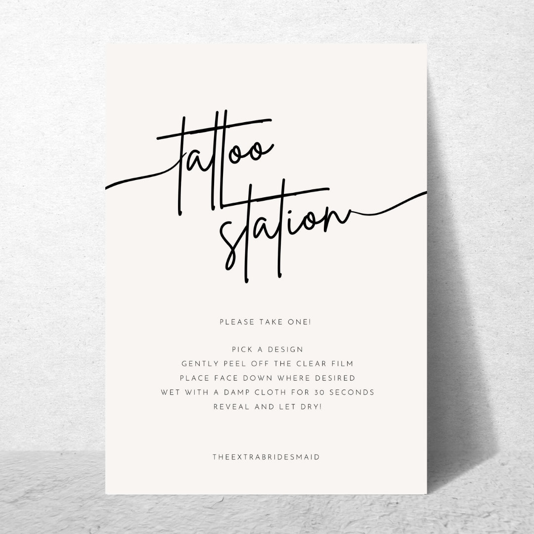 Tattoo Station Sign Wedding Tattoo Station Minimalist Tattoo Station ...