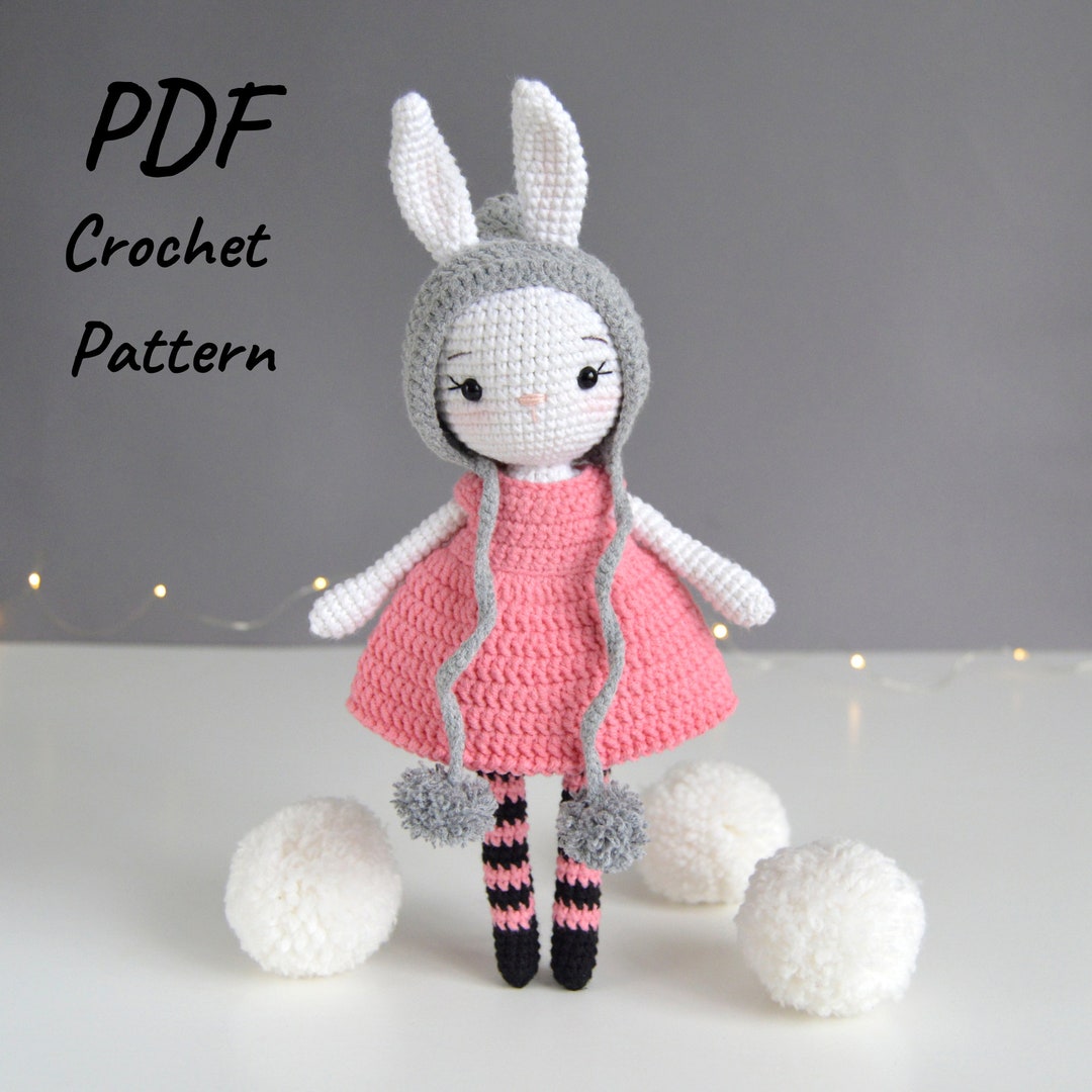 DIY PDF Crochet Amigurumi Pattern Candy the Bunny, Crochet Bunny Doll ...