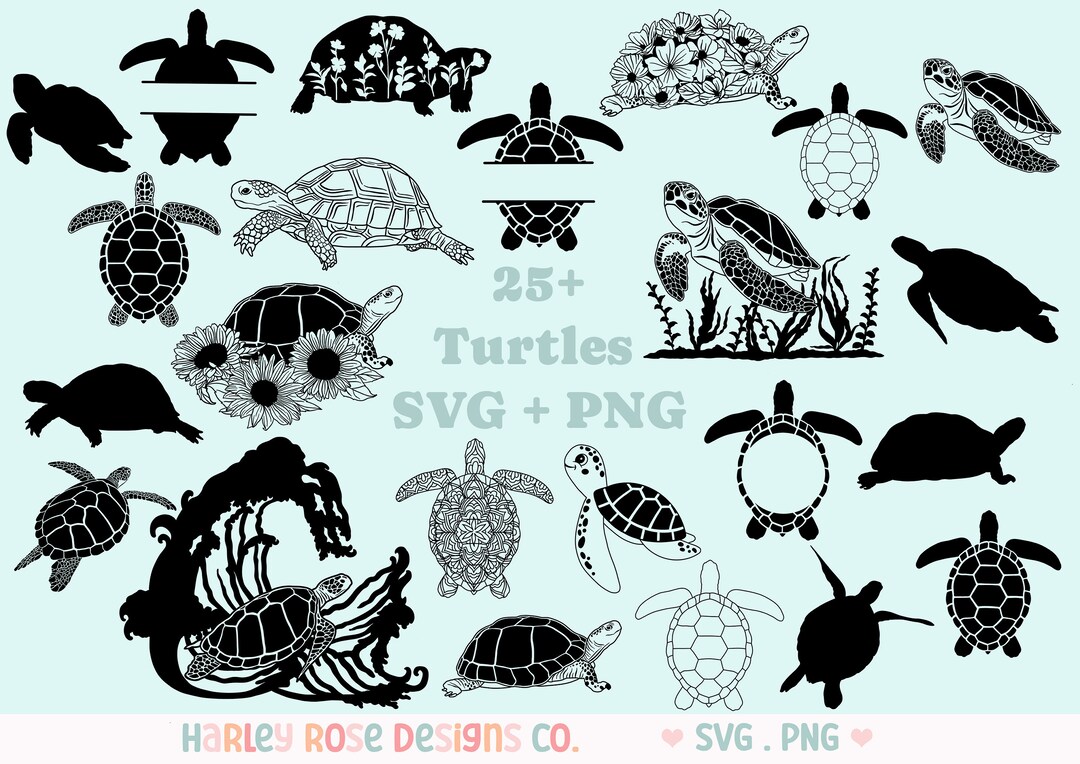 Turtle SVG Bundle, Turtle With Monogram Svg, Cutting File, Sea Turtle ...