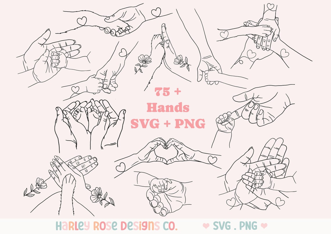 Holding Hands SVG Bundle, Couple Hands Png, Family Hands SVG Files for ...