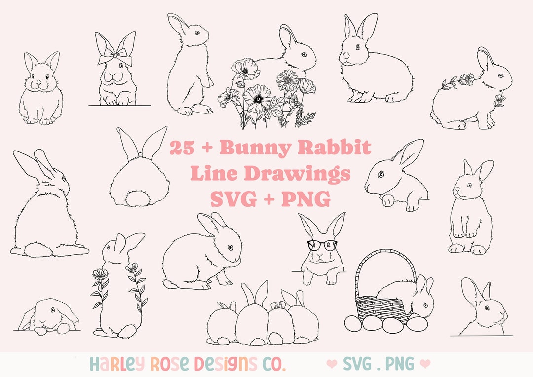 Rabbit SVG Bundle, Cute Bunny Svgs, Easter Bunny SVG Files for Cricut ...