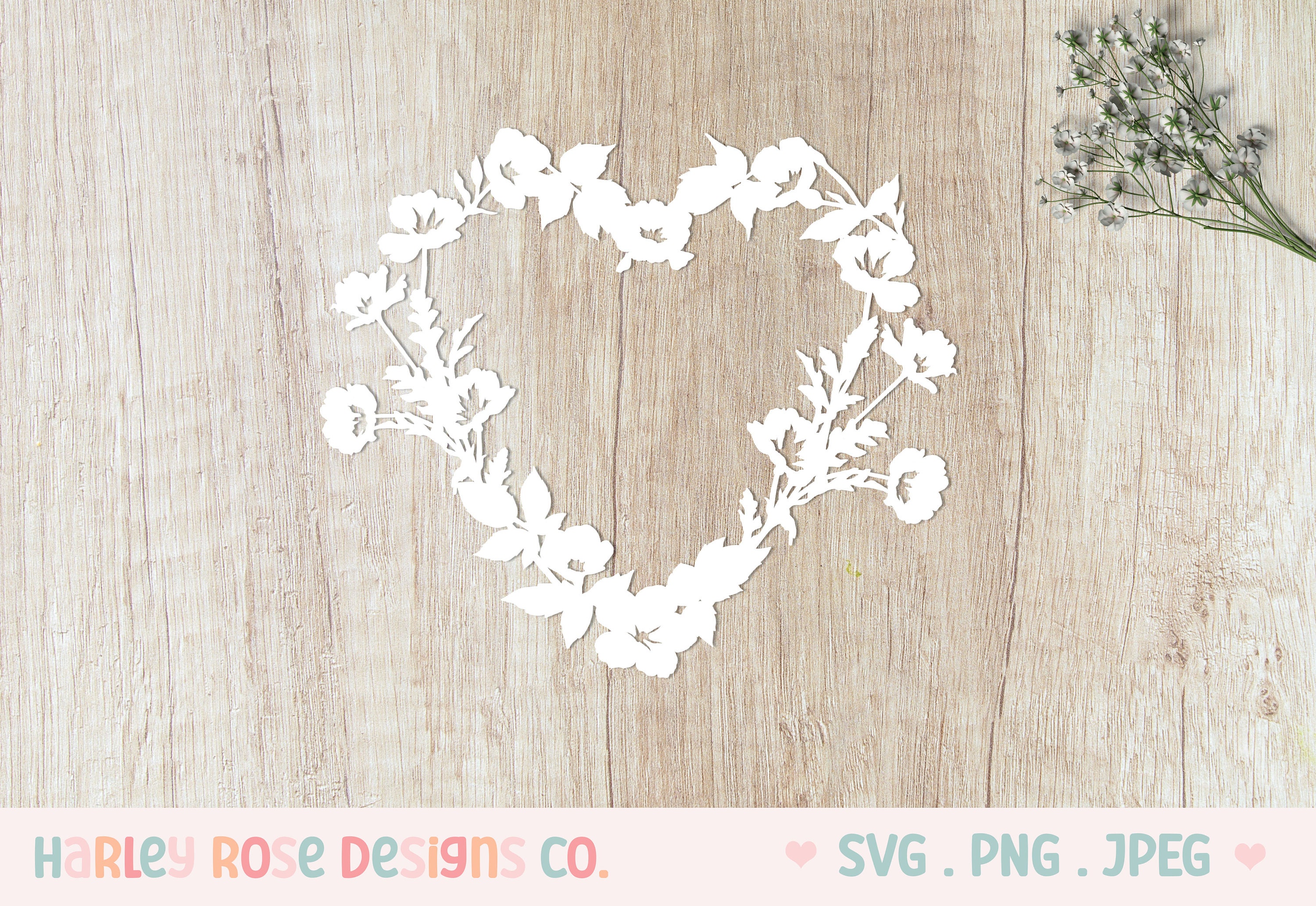 Floral Heart Template SVG Flower Cutting File Wedding Card - Etsy
