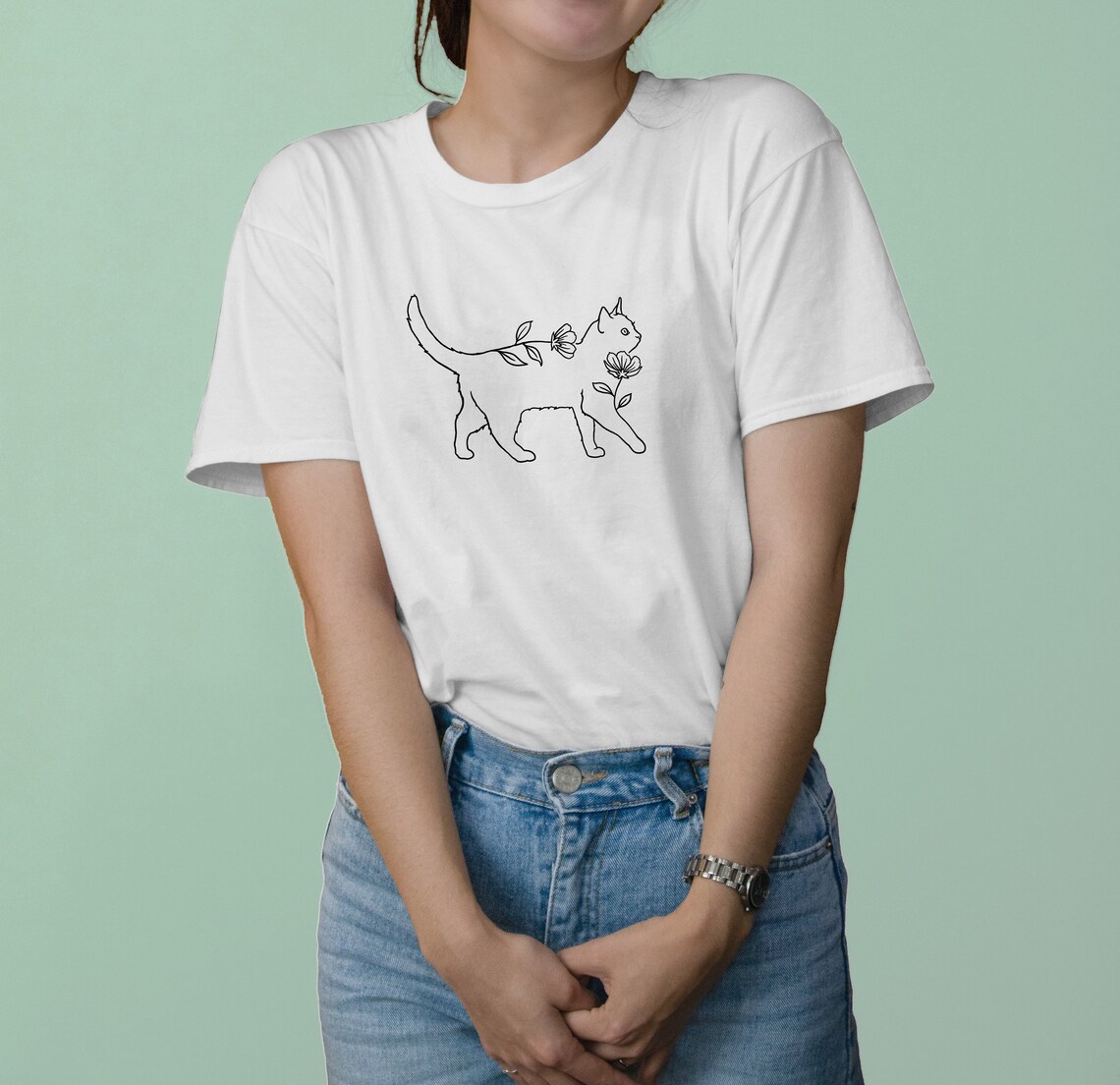 Cat Line Drawing SVG Bundle, Cute Cat Svgs, Floral Cat SVG Files for ...