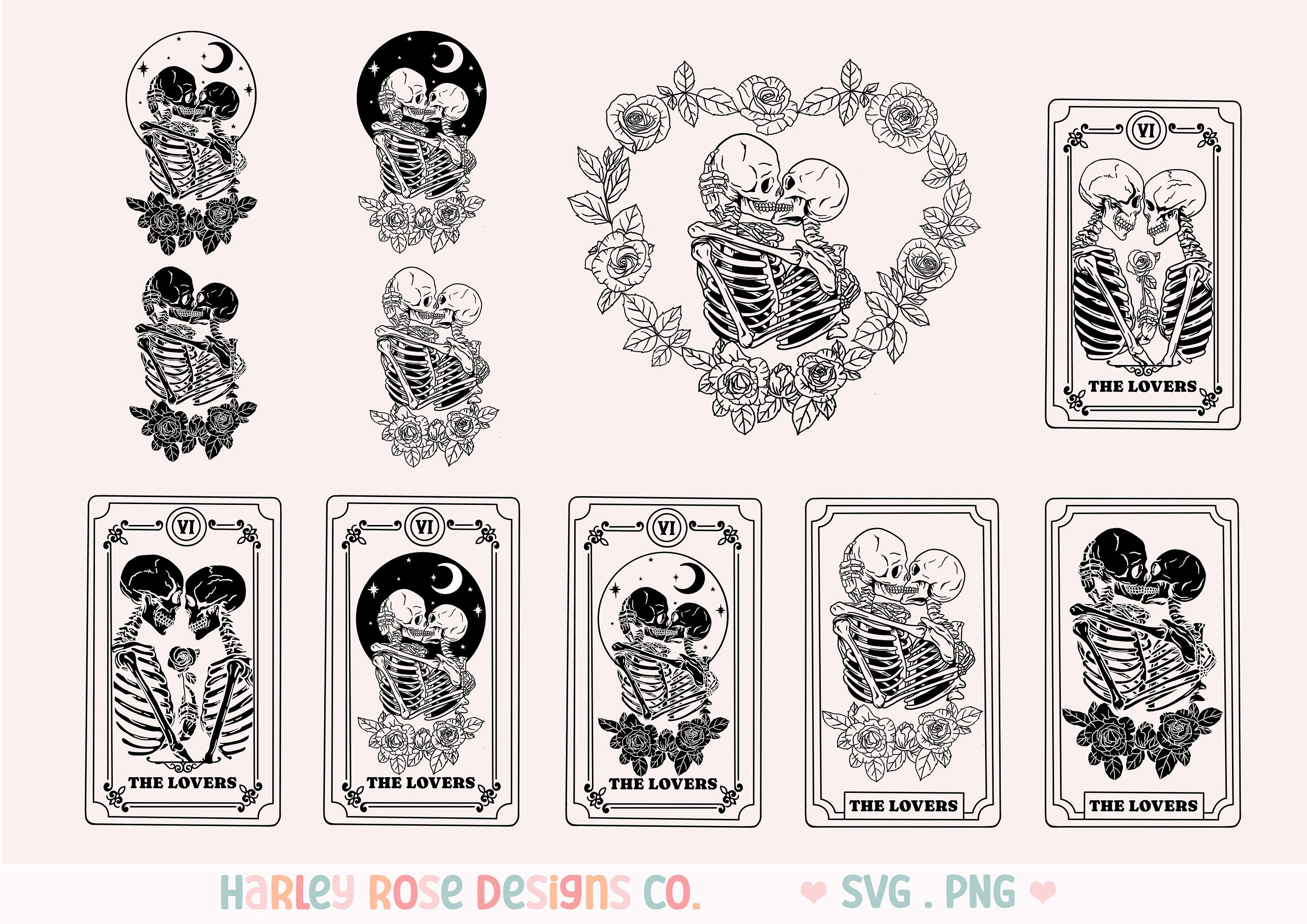The Lovers Bundle Svg The Lovers Tarot Card Svg Skeleton Svg Files