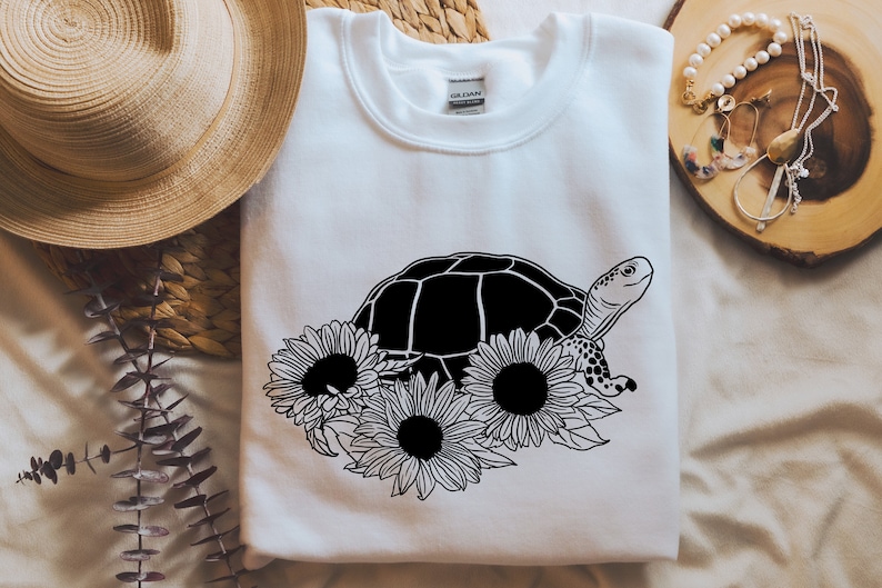 Turtle With Sunflower SVG, Turtle Svg, Turtle With Sunflower Png ...