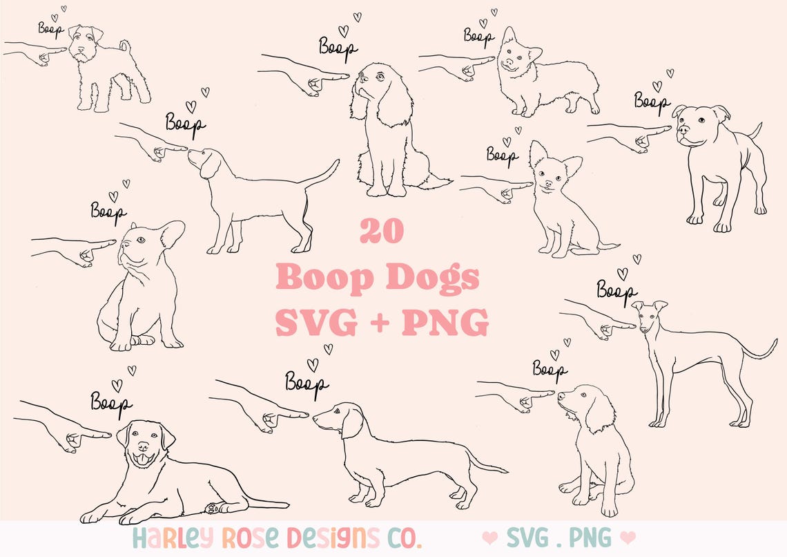 Dog Boop SVG Bundle, Cute Dog SVG, Dog Breeds SVG Files for Cricut ...