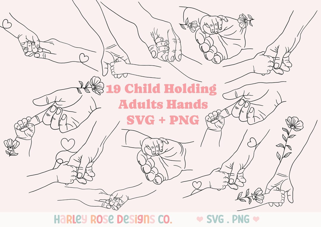 Parent Child Holding Hands SVG Bundle, Children Hands SVG Files for ...