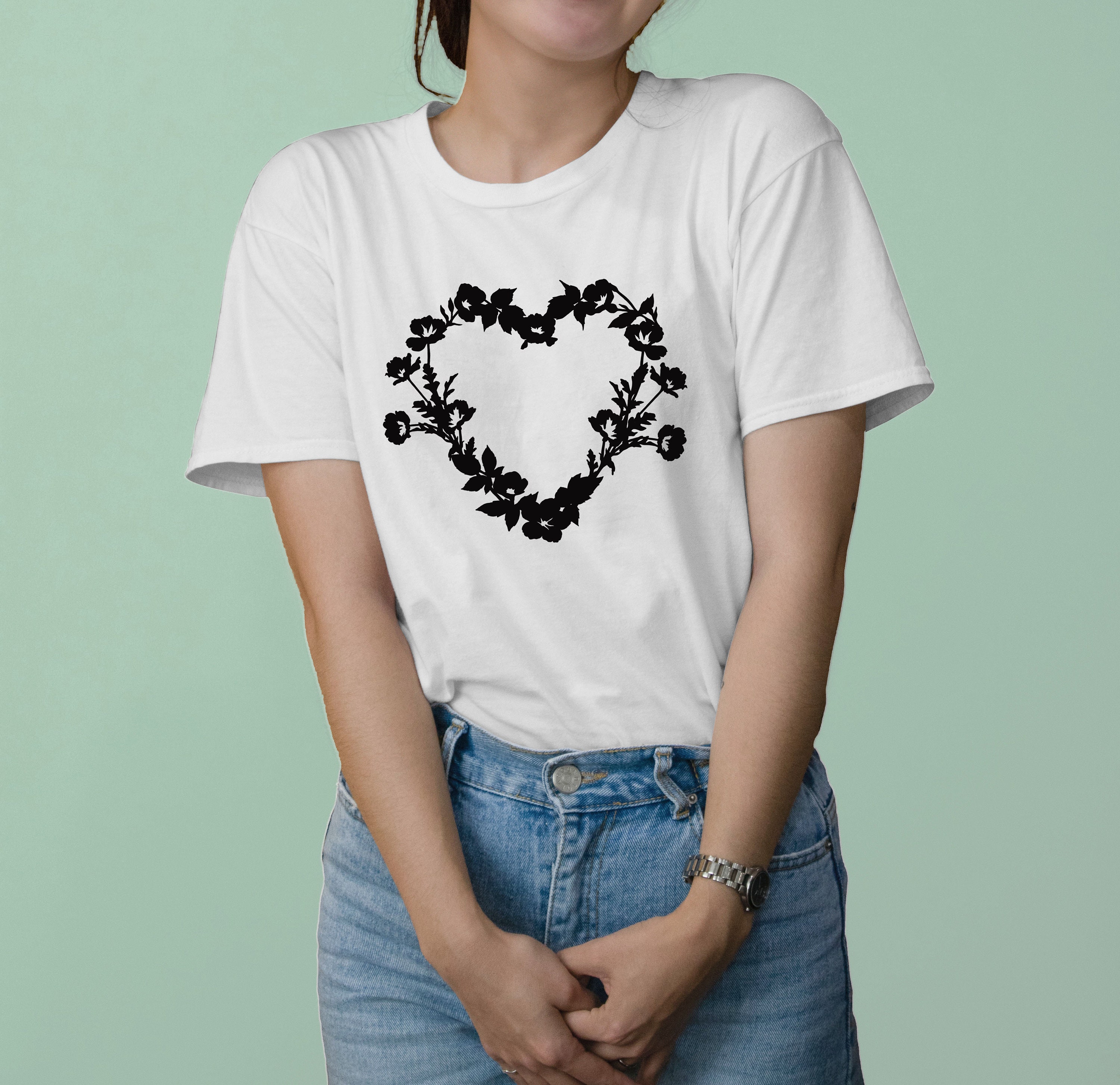 Floral Heart Template SVG Flower Cutting File Wedding Card - Etsy