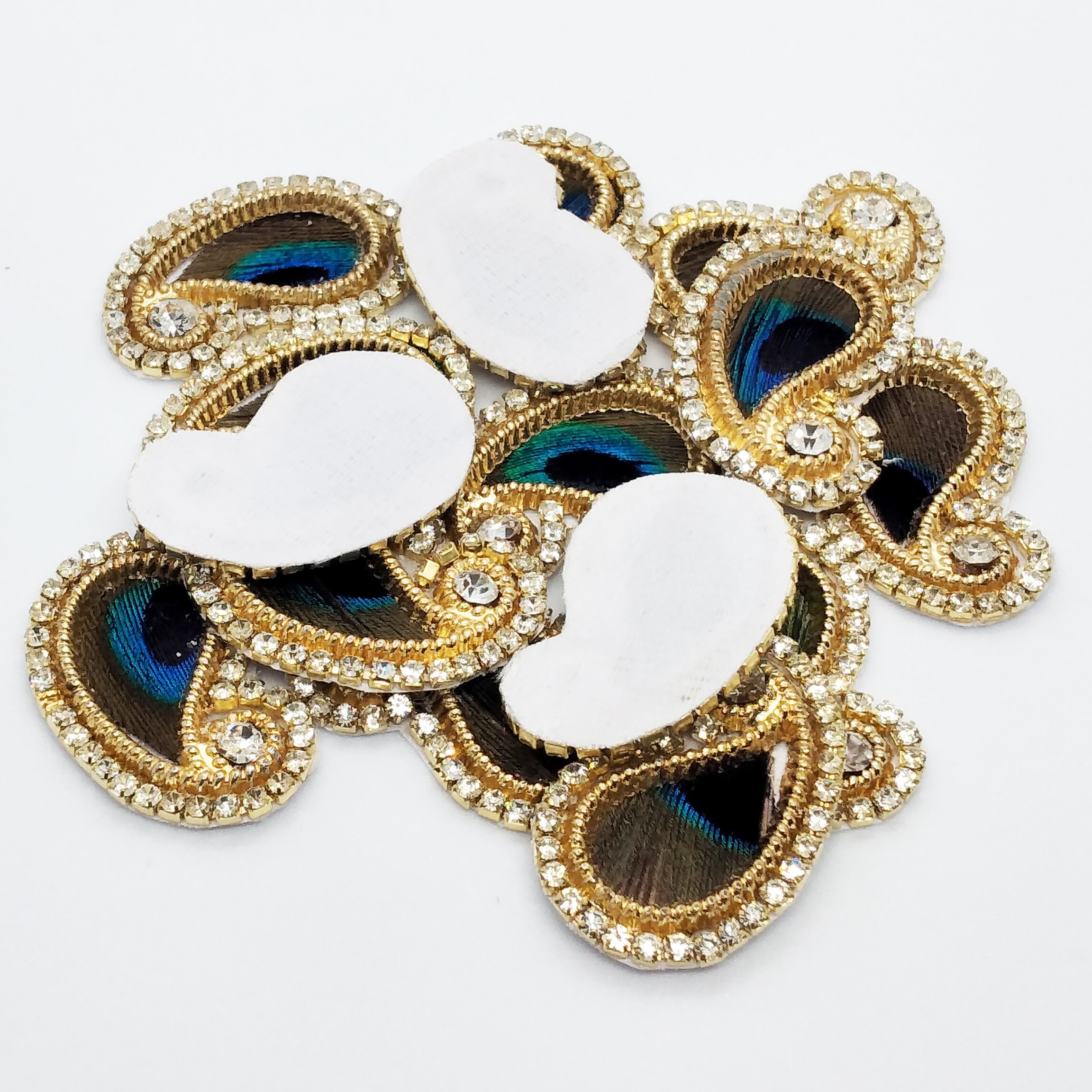 Mango Designer With Peacock Feather 3 X 1.9 Cm Neck Sew on Decorative ...