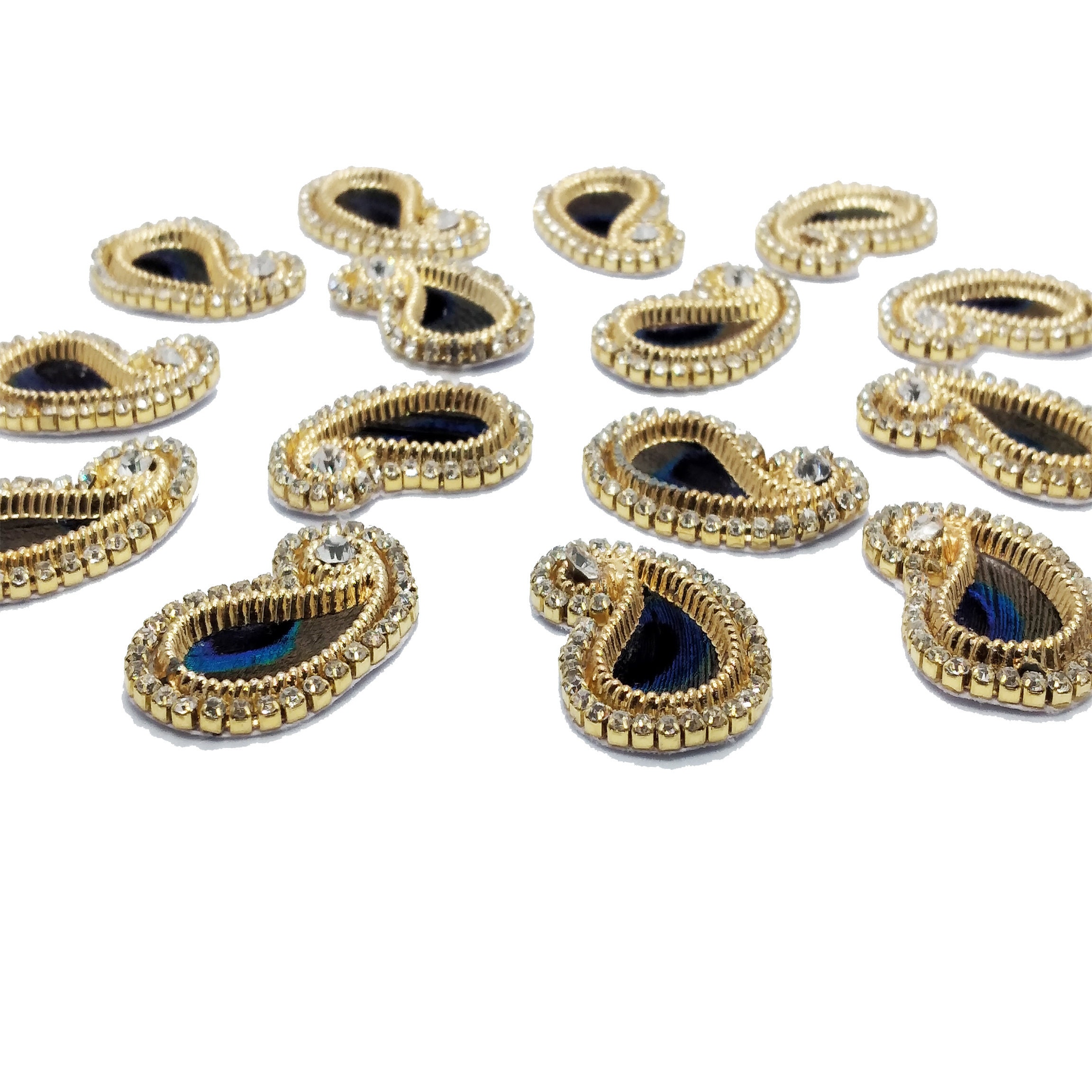 Mango Designer With Peacock Feather 3 X 1.9 Cm Neck Sew on Decorative ...