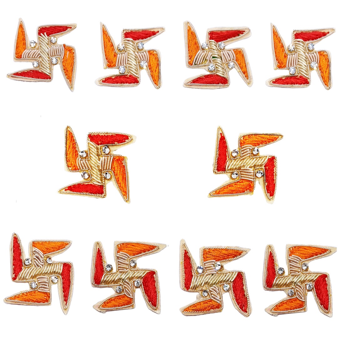 Swastik Design Zardosi Neck Sew on Decorative Applique Patches ...
