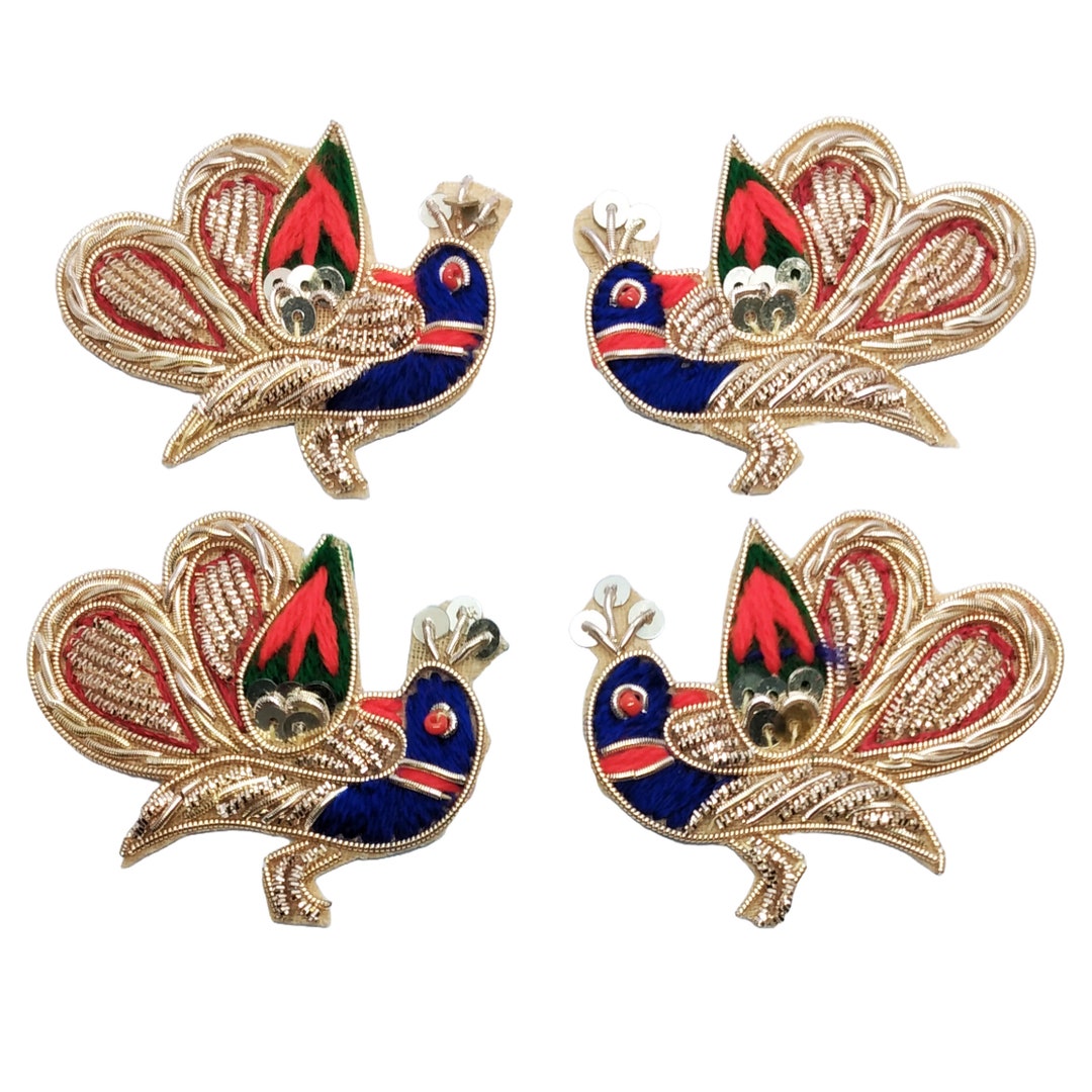 Peacock Designer 5 X 3.5 Cm Embroidery Neck Sew on Decorative - Etsy
