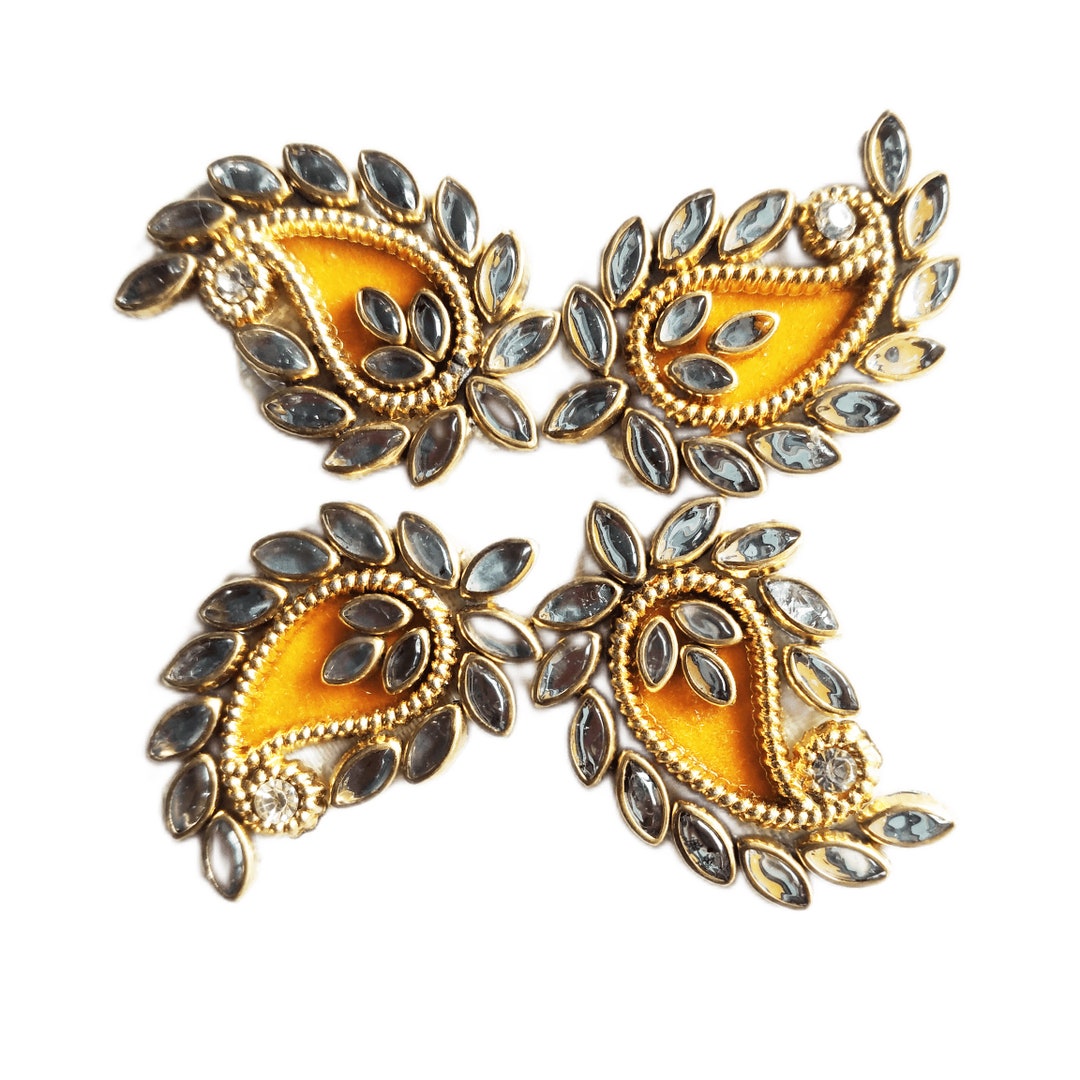 Stone Studded 3.5 X 2.5 Cm Applique Designer Neck Sew on - Etsy