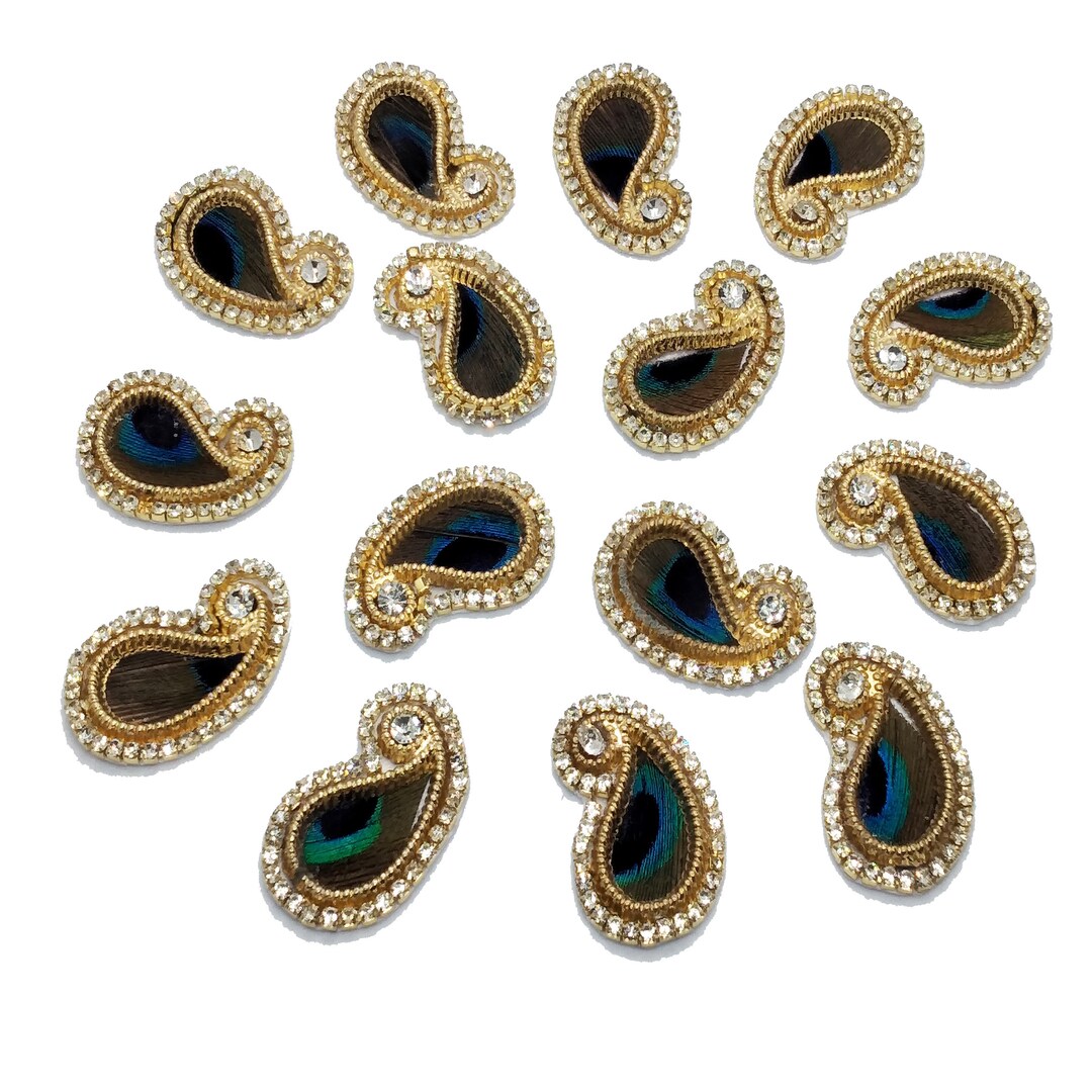 Mango Designer With Peacock Feather 3 X 1.9 Cm Neck Sew on Decorative ...