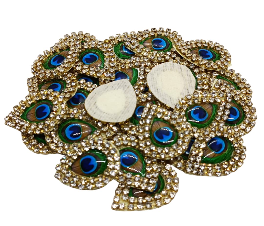 Handmade Crystal Peacock Feather Applique, Clothing and DIY ...