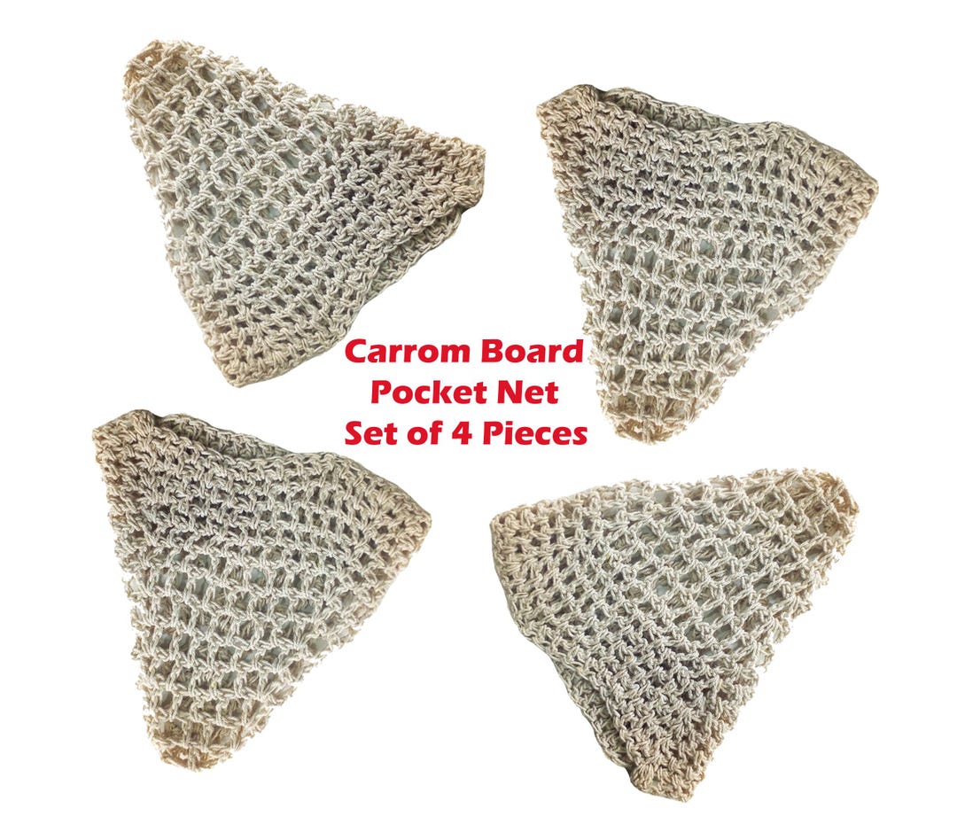 Carrom Board Pocket Net Set of 4 Premium Cotton Handmade Net for Carrom ...