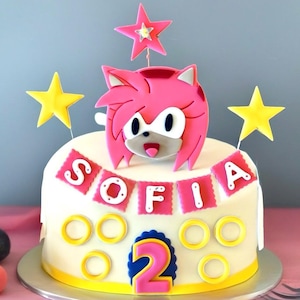 Amy Rose Cake Topper Amy Rose Sonic the Hedgehog Birthday Cake Edible ...