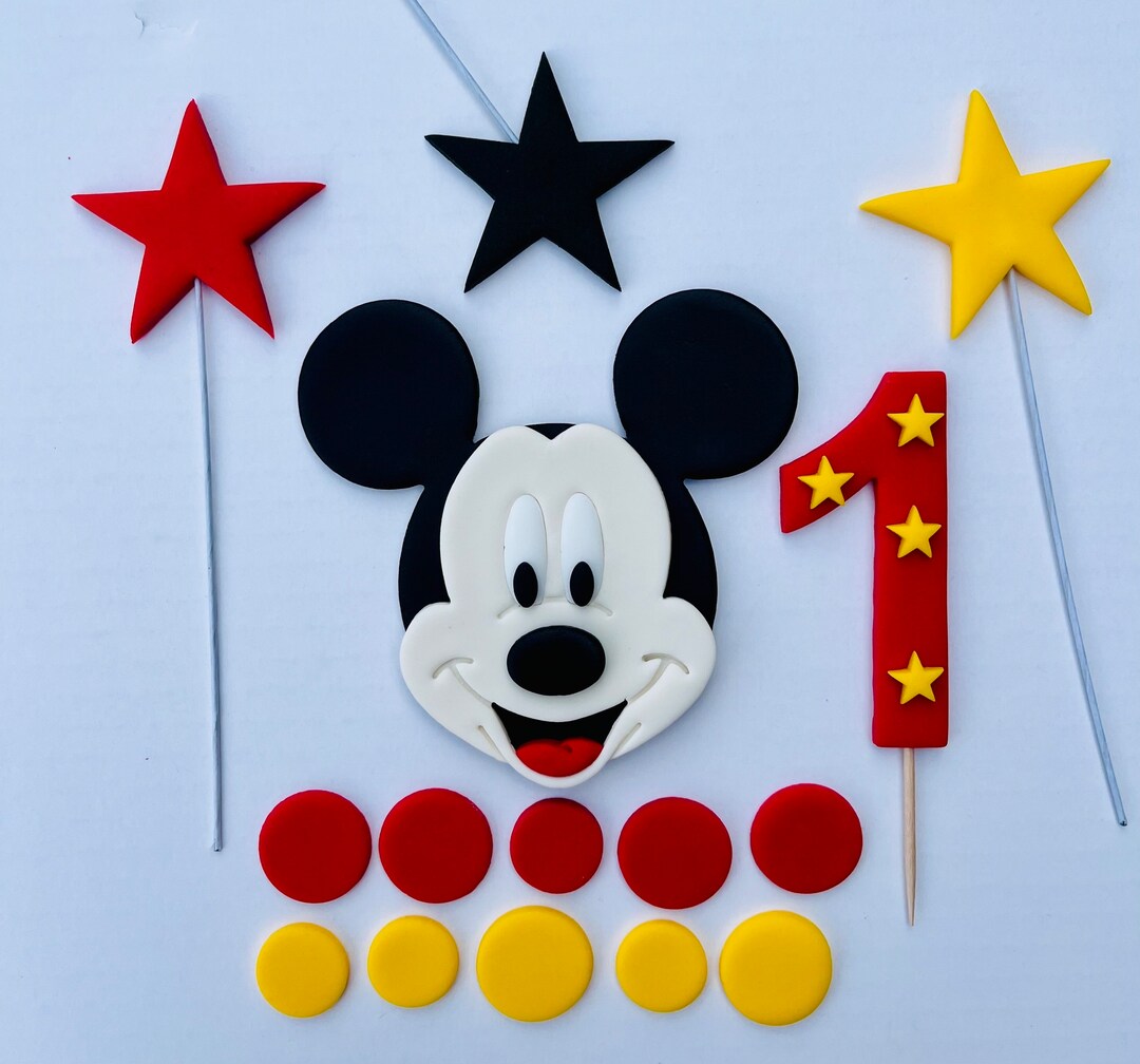 Mickey Mouse Cake Topper Mickey Birthday Cake Edible Fondant - Etsy