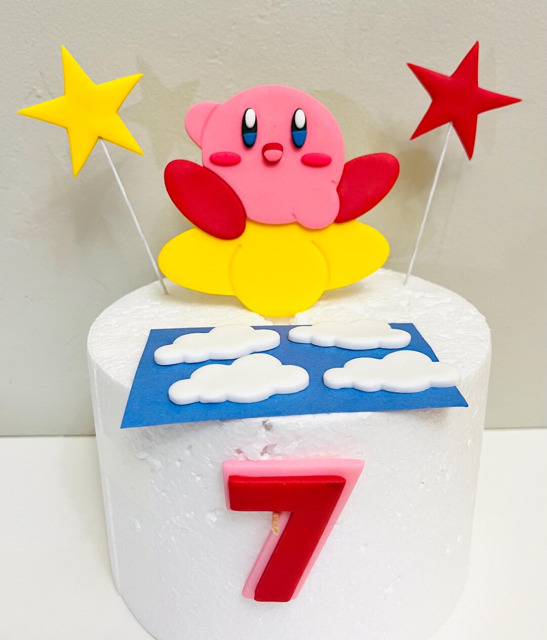 Kirby Cake Topper Kirby Birthday Cake Edible Fondant - Etsy