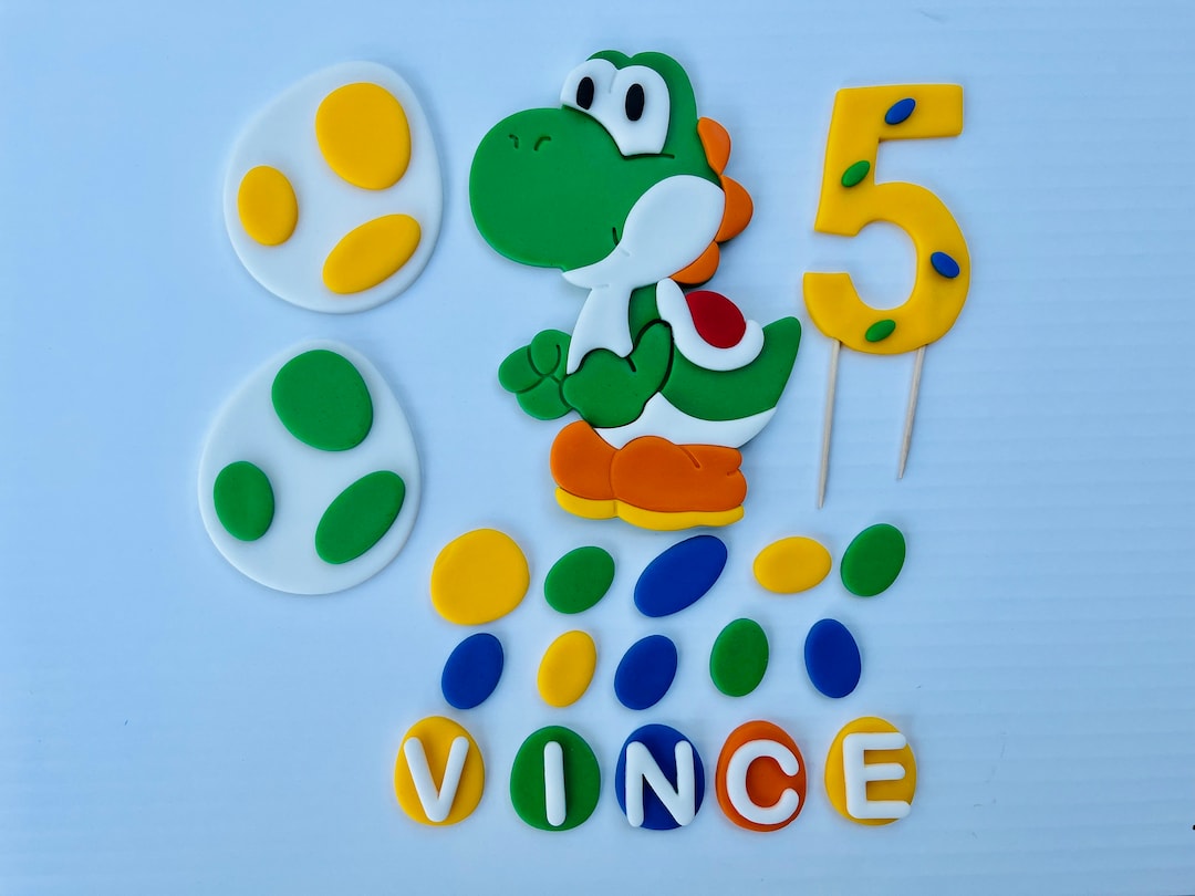 Yoshi Cake Topper Yoshi Birthday Cake Decorations Crafted World, Edible ...