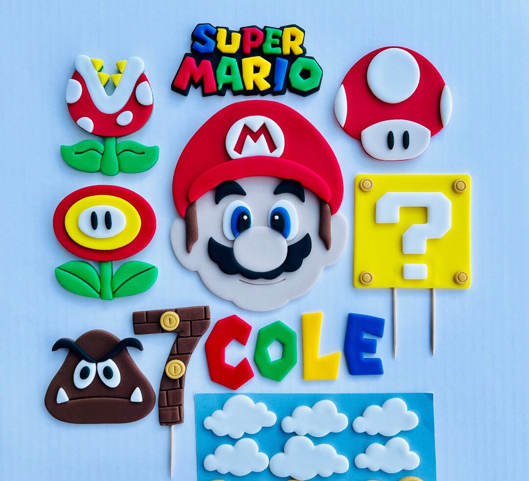 Super Mario Cake Topper Super Mario Birthday Cake Super Mario Birthday ...