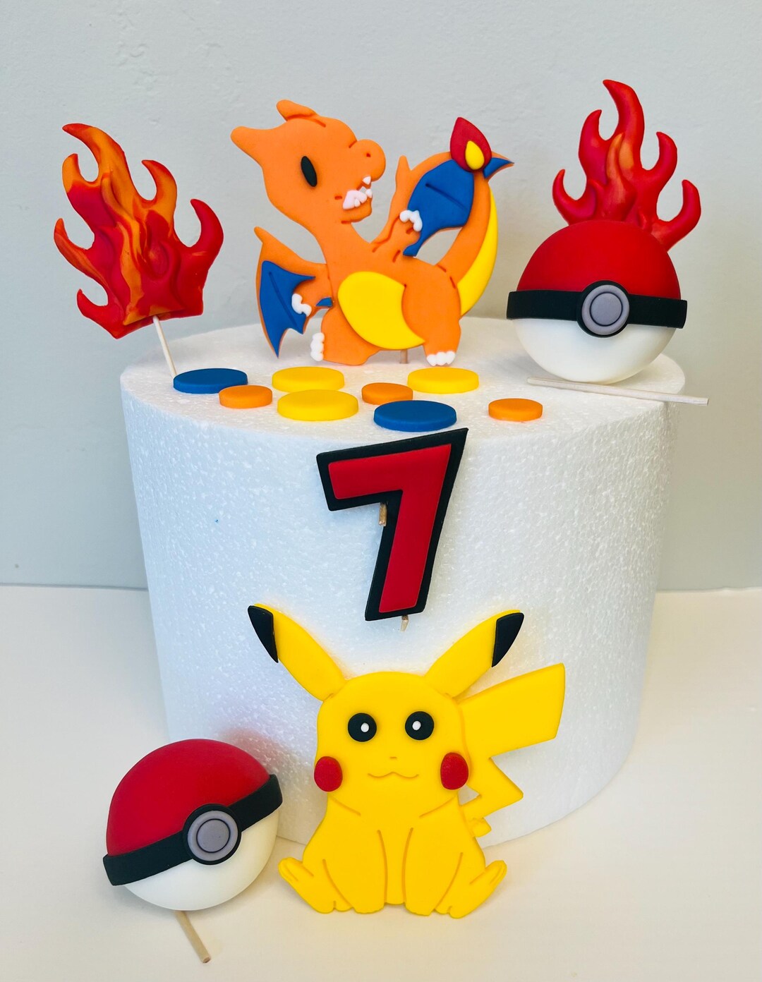 Charizard Cake Topper Pikachu Cake Topper Pokemon Birthday Cake Edible ...