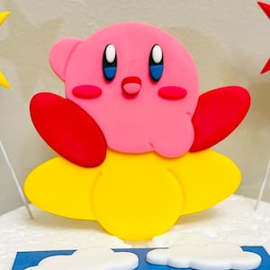 Kirby Cake Topper Kirby Birthday Cake Edible Fondant - Etsy