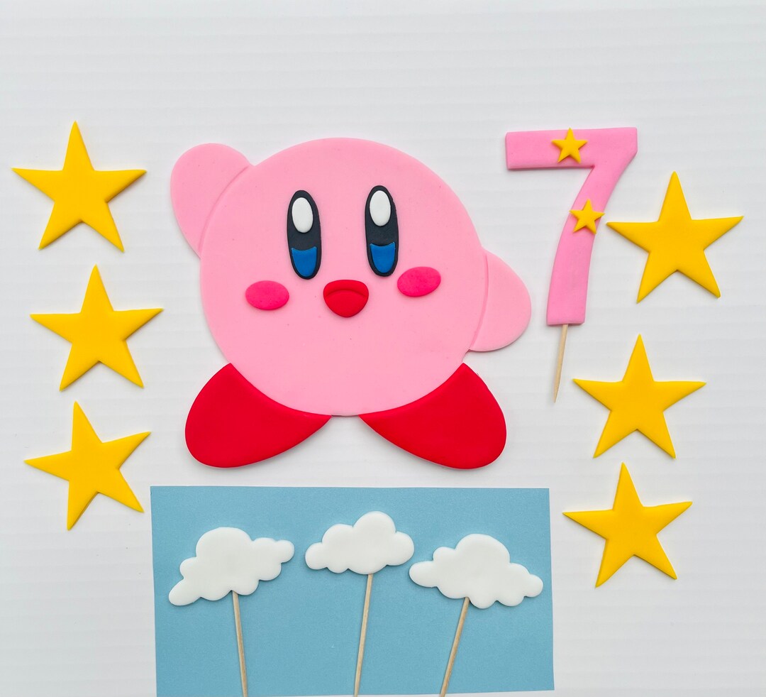 Kirby Cake Topper Kirby Birthday Cake Kirby Birthday Cake - Etsy