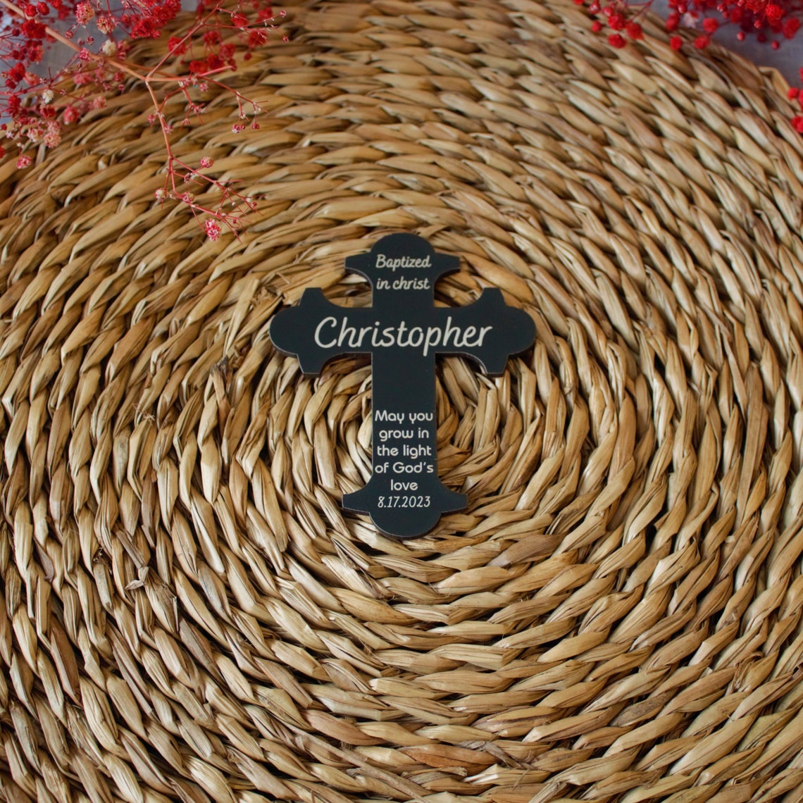 Personalized Cross Name , Acrylic Mirror Baptism Magnet, Communion ...