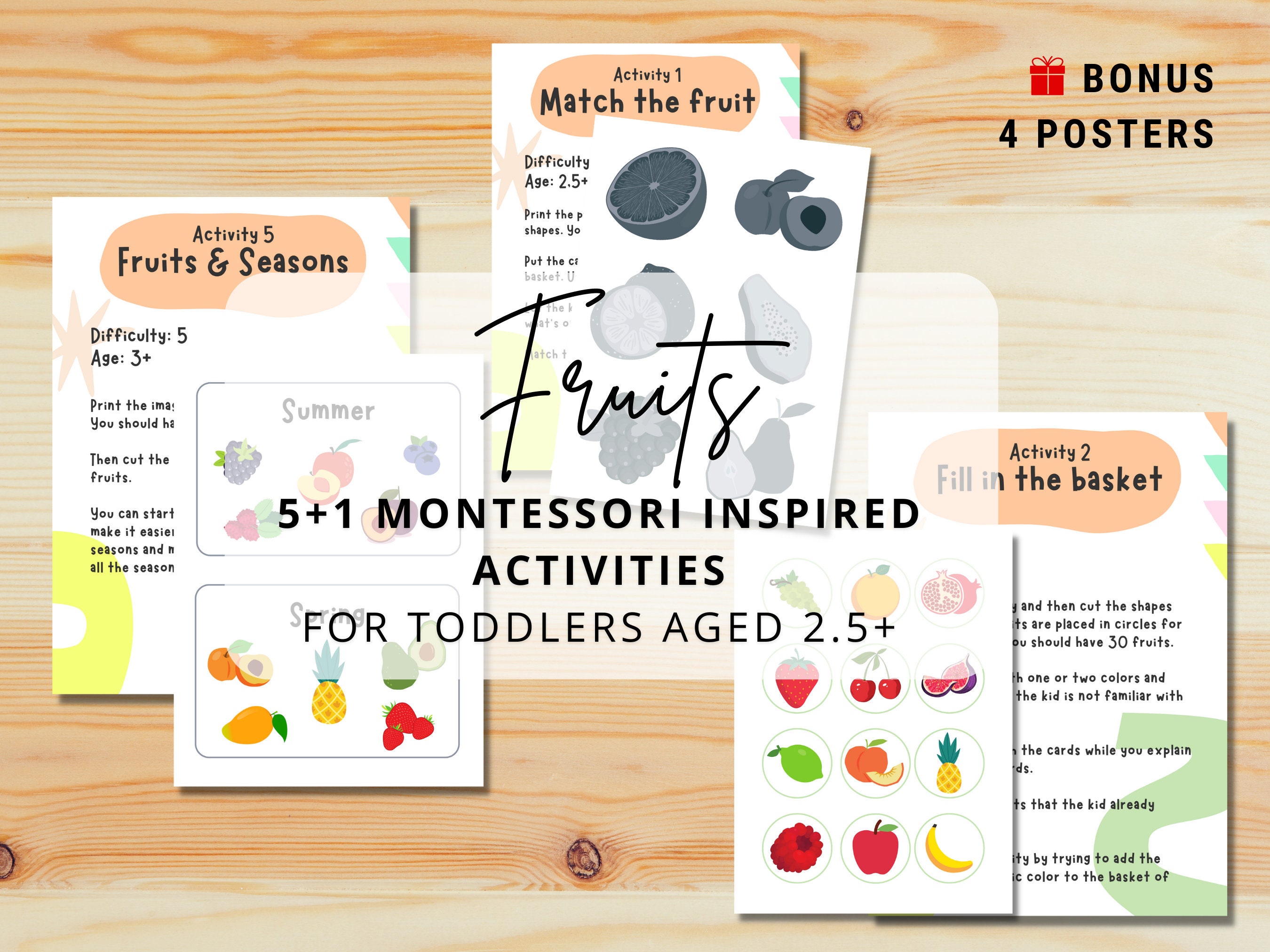 Montessori Fruits Educational Printable Activity Toddler Aged - Etsy