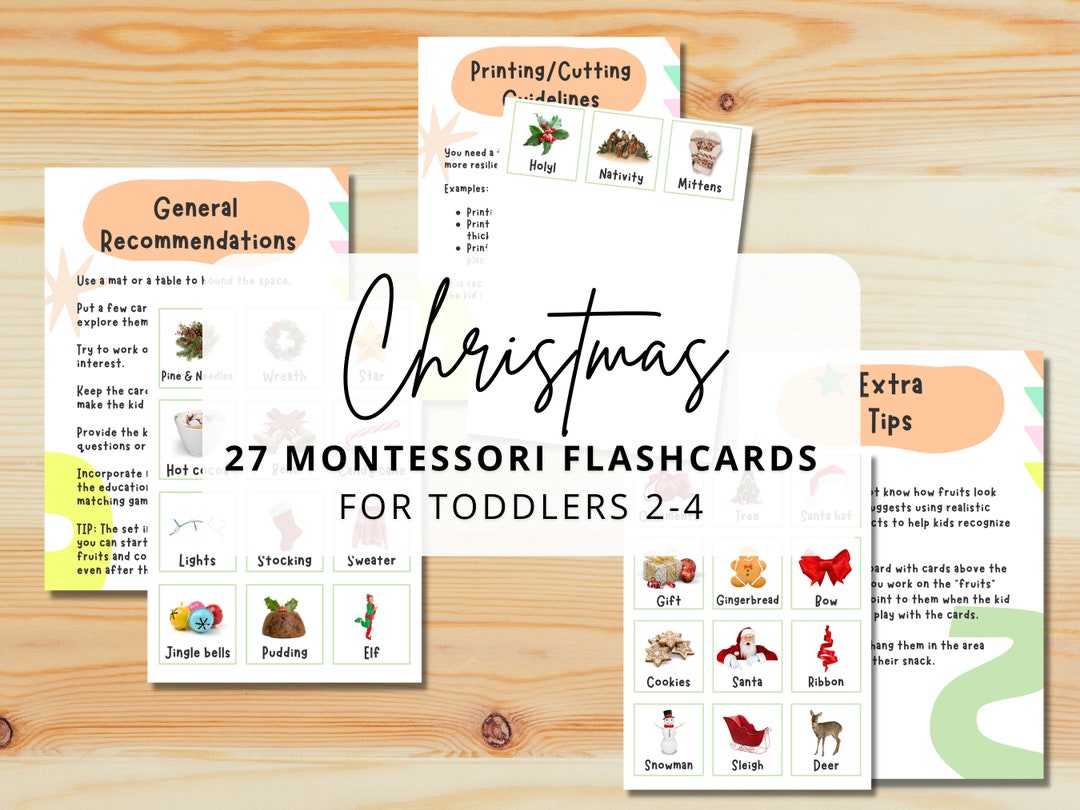 Montessori Christmas Flashcards 27 Realistic Pictures, Digital Bundle ...