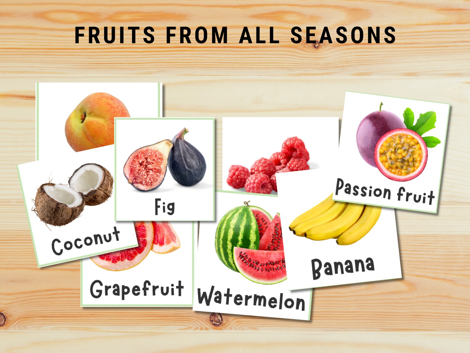 Montessori Fruits Flashcards, 36 Realistic Pictures, Digital Bundle PDF ...