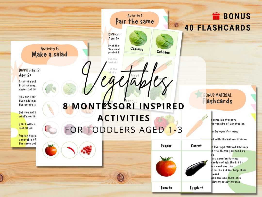 Montessori Vegetables Printable Educational Activities, 40 Montessori ...
