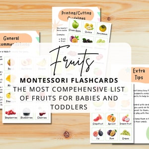 Montessori Fruits Flashcards, 36 Realistic Pictures, Digital Bundle PDF ...