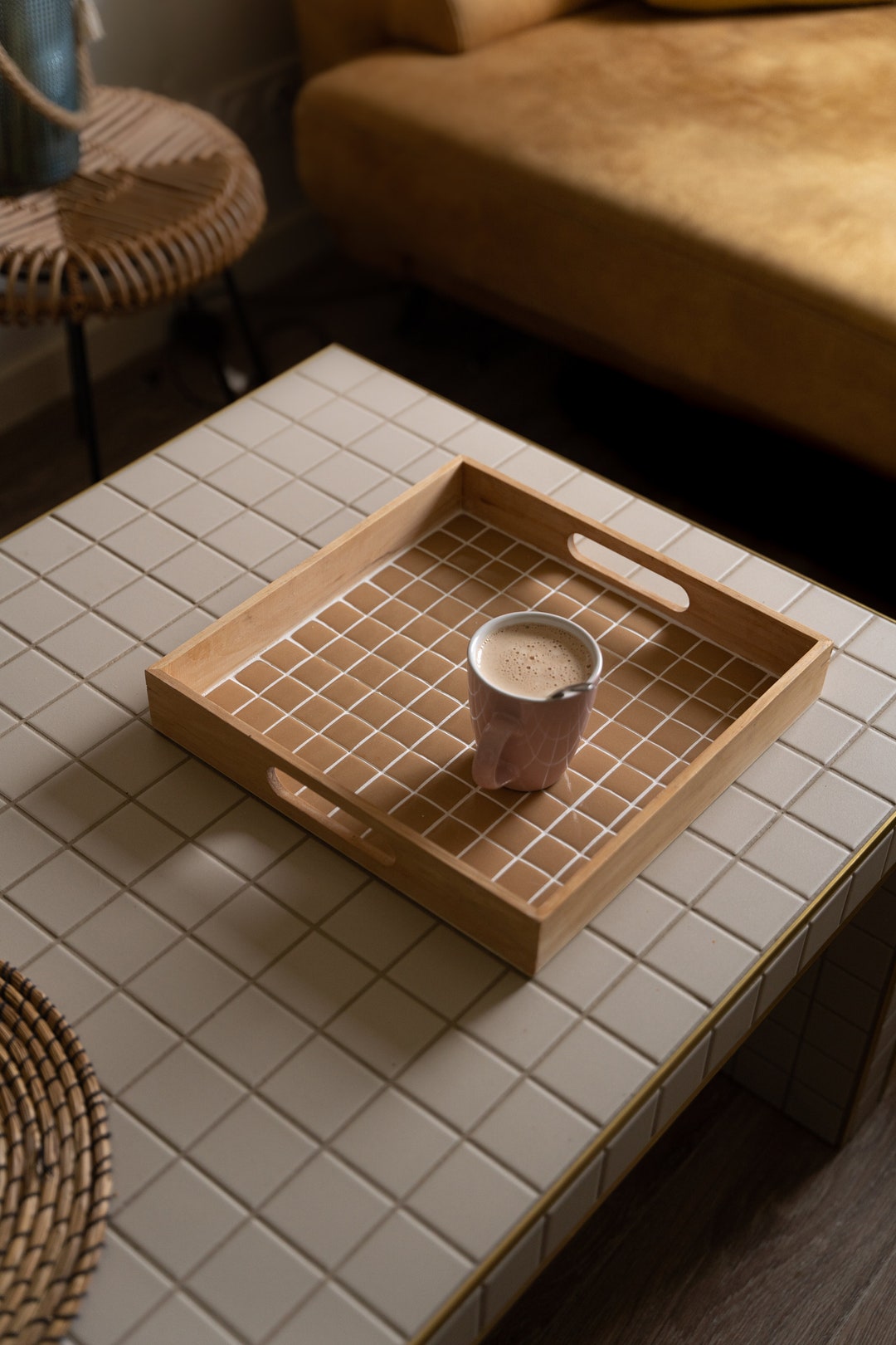 Handmade Wooden and Tiled Tray. - Etsy