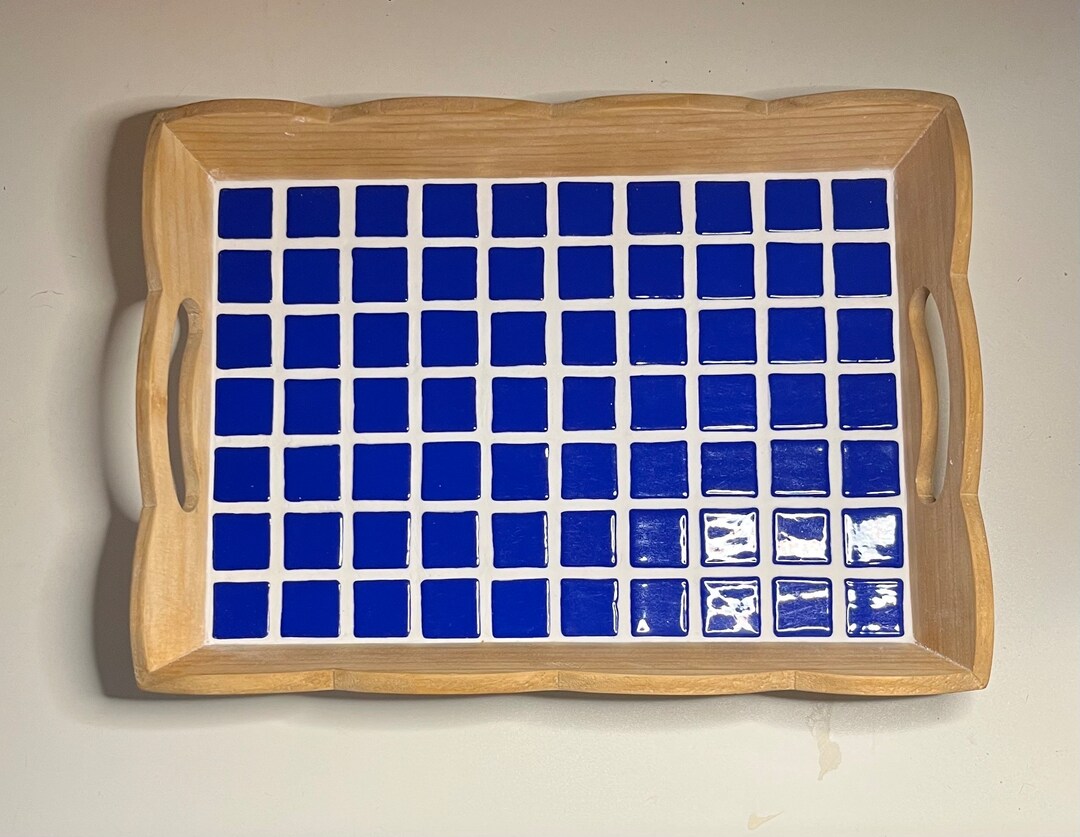 Artisanal Wooden and Tiled Tray. - Etsy
