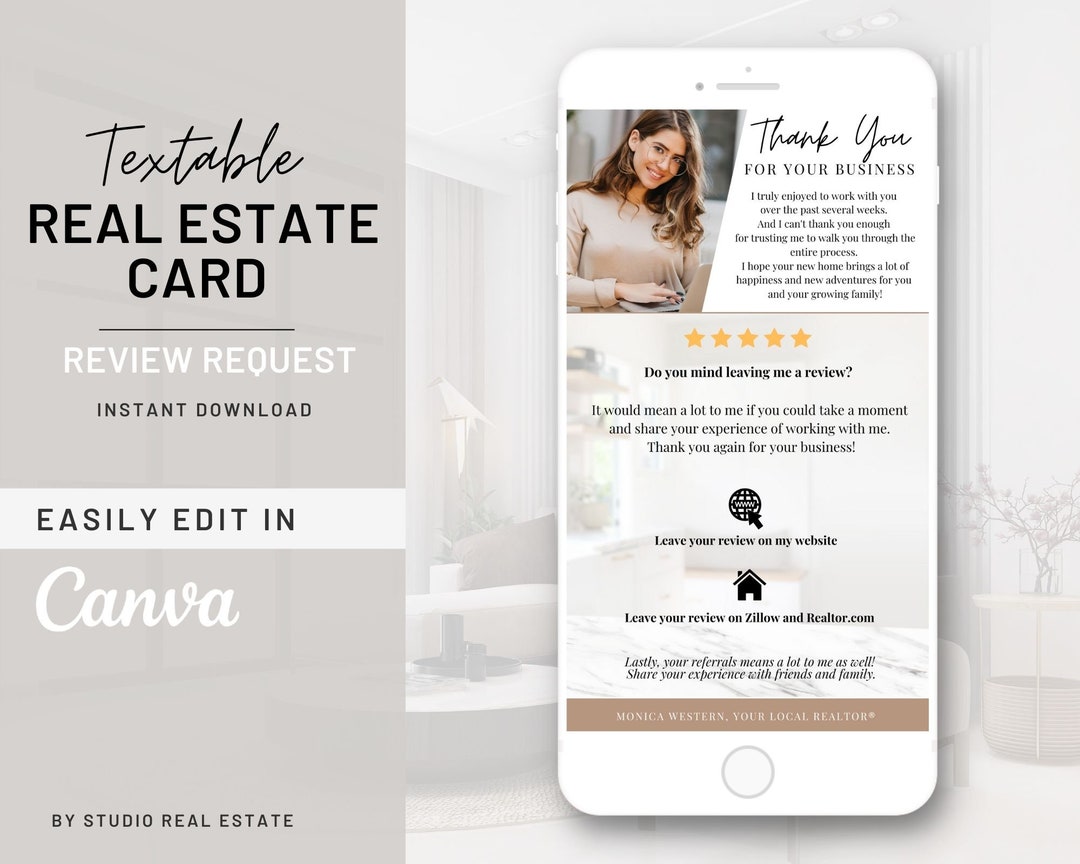 Textable Review Request Real Estate Agent Realtor Referral - Etsy