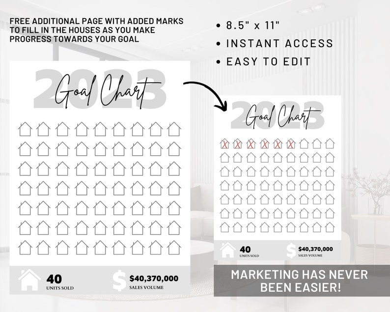 Real Estate Goal Chart Template Real Estate Goal Tracker Real Estate ...